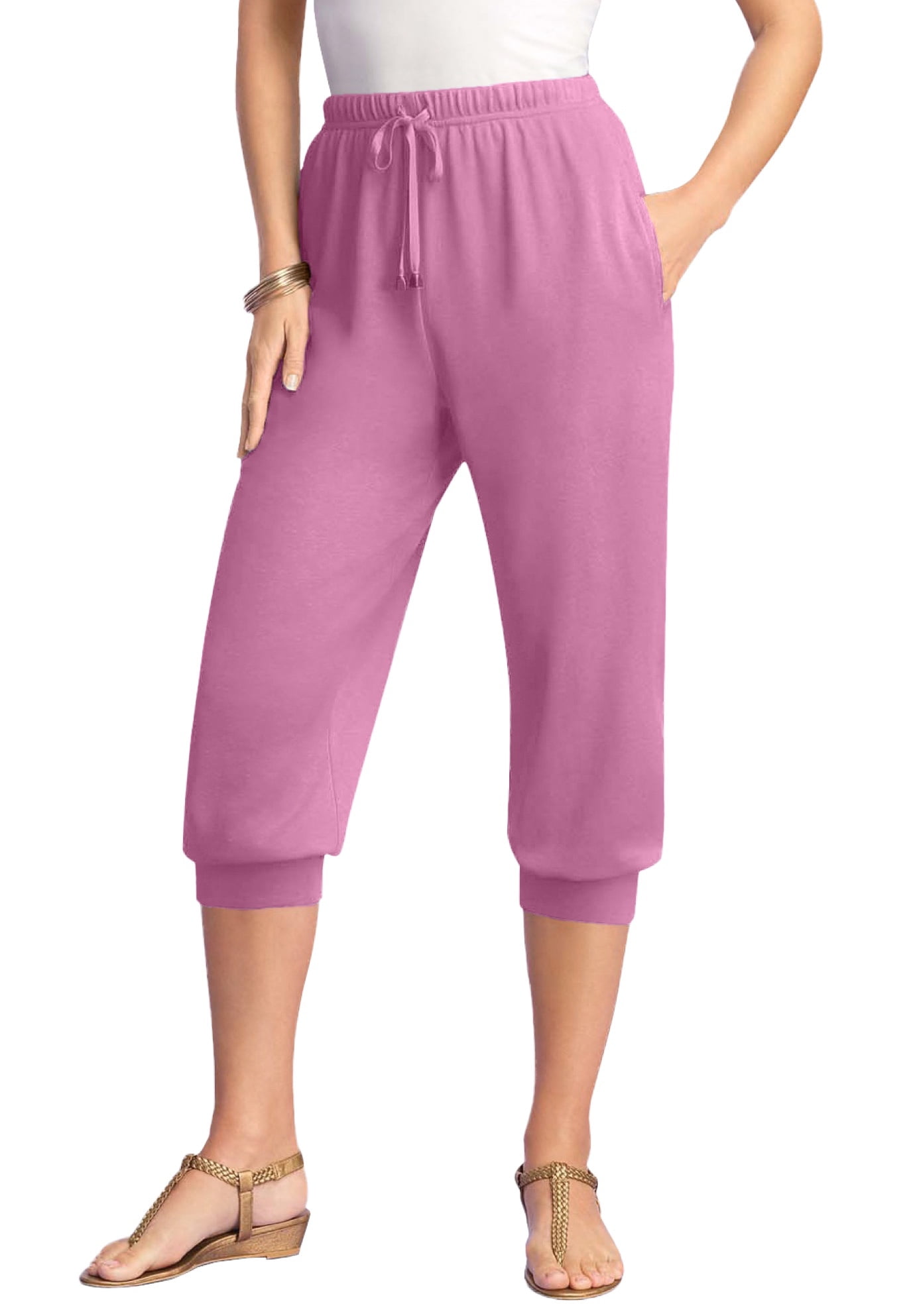 Roaman's Women's Plus Size Plus Size Soft Knit Capri Pant With ...