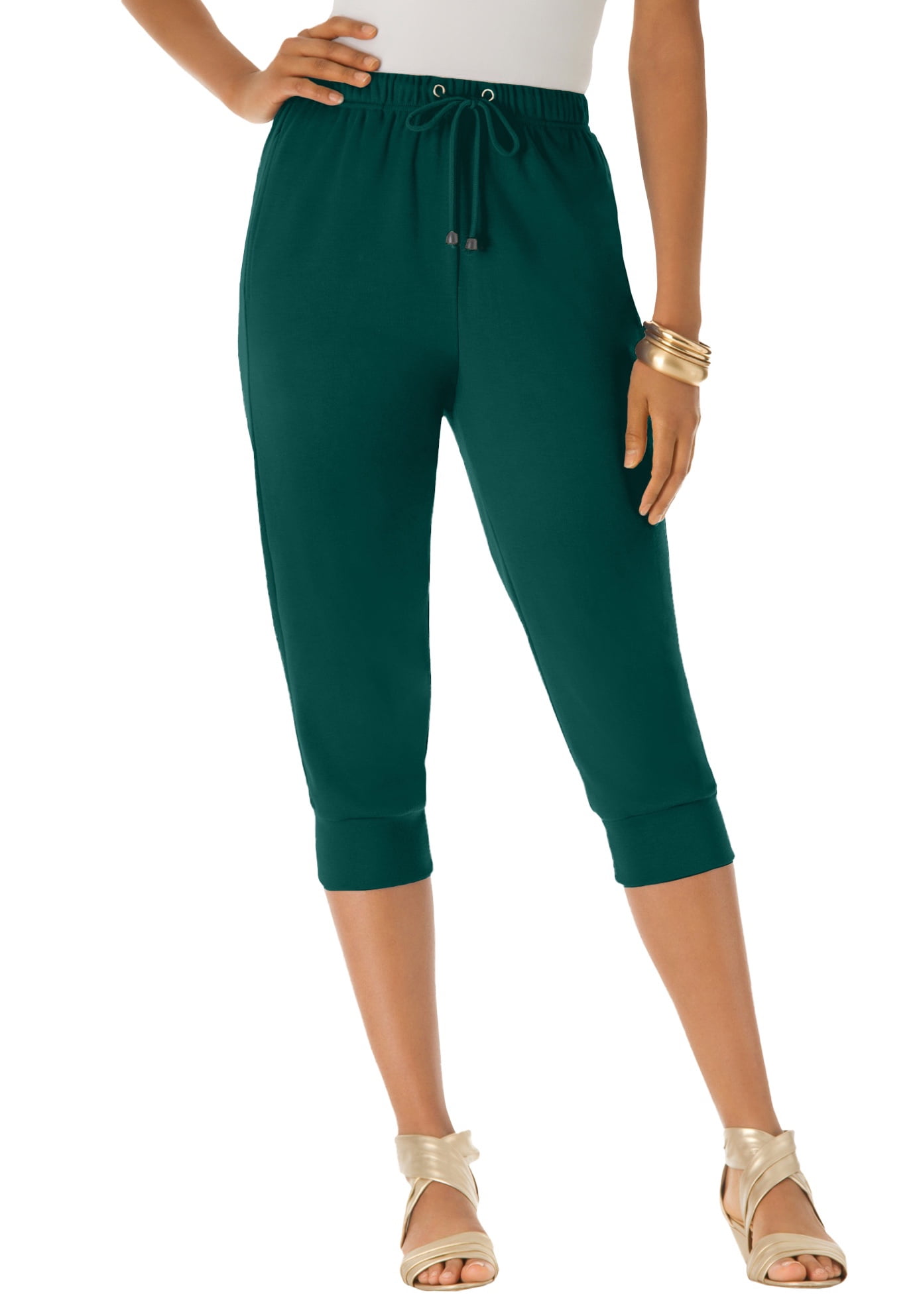 Roaman's Women's Plus Size Plus Size Soft Knit Capri Pant With ...