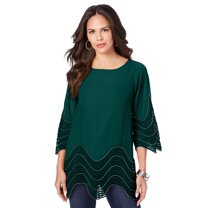 Roaman's Women's Plus Size Embroidered Boho Tunic - Walmart.com