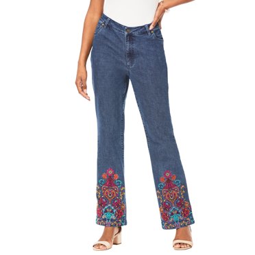 Roaman's Women's Plus Size Petite Complete Cotton Seamed Jean - Walmart.com