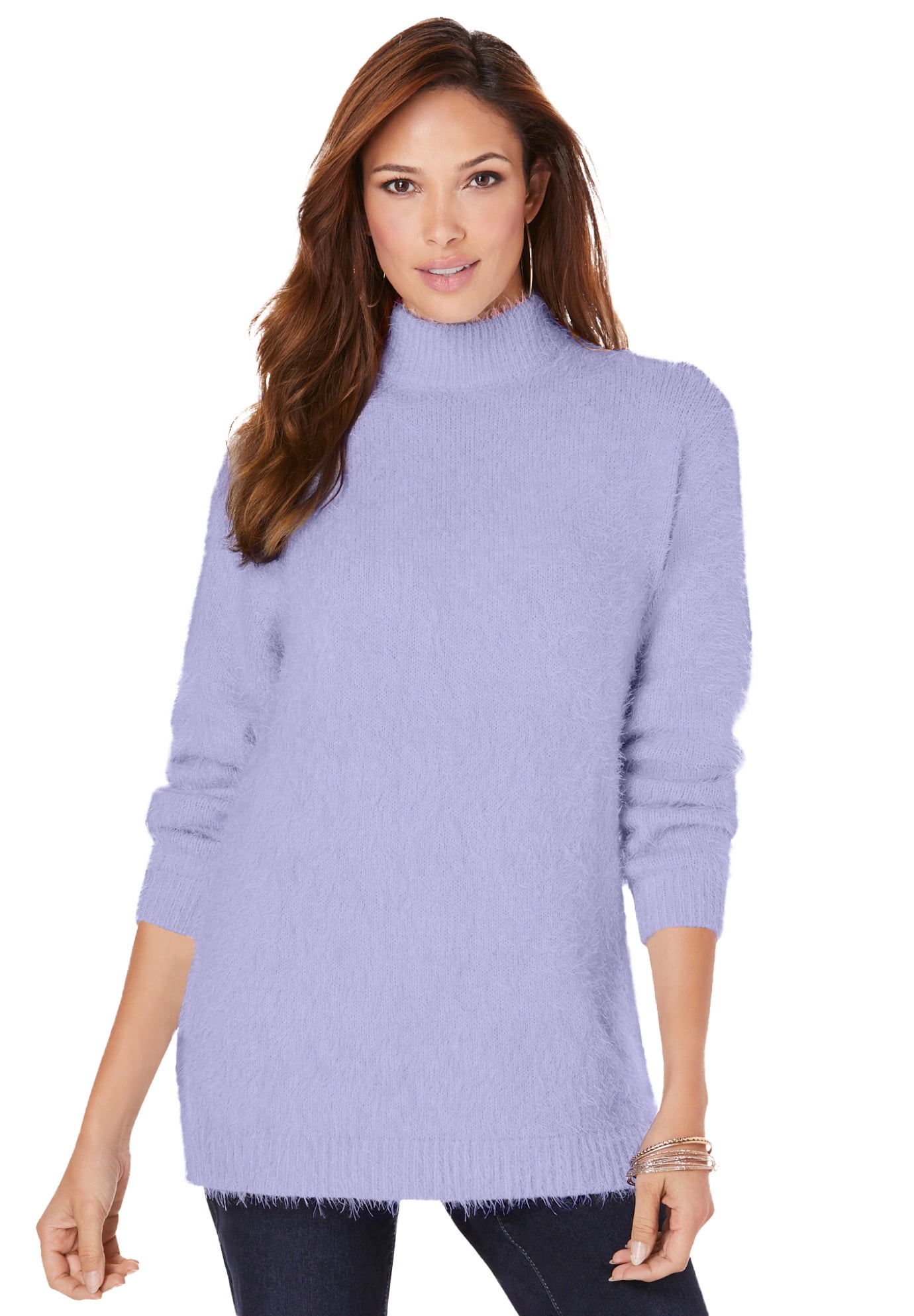 Roaman's Women's Plus Size Eyelash Mockneck Sweater - Walmart.com
