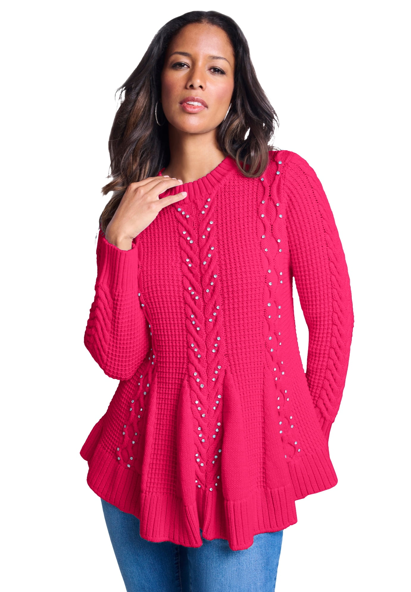 Roaman's Women's Plus Size Fit And Flare Sweater - Walmart.com