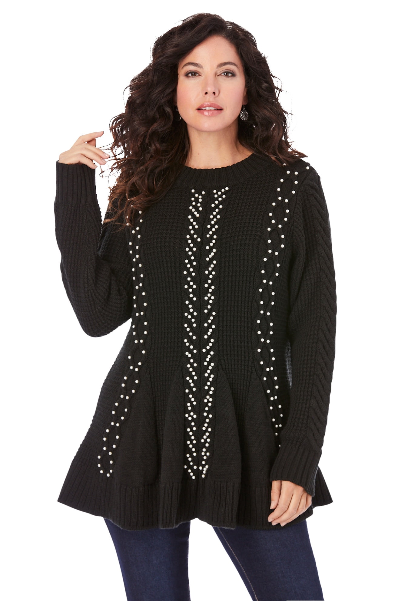 Roaman's Women's Plus Size Fit And Flare Sweater - Walmart.com