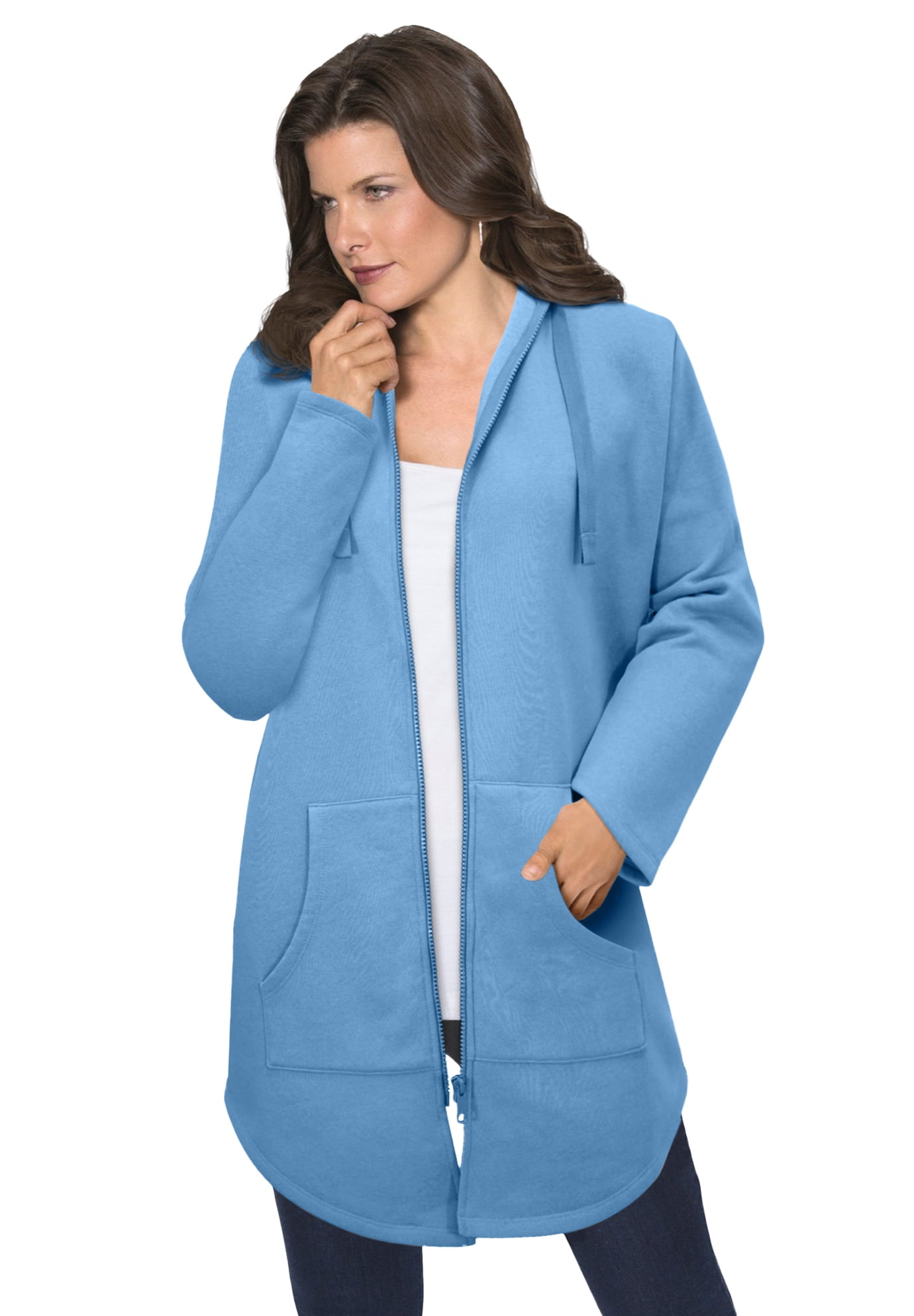 Roaman's Women's Plus Size Fleece Zip Hoodie Sweatshirt - Walmart.com