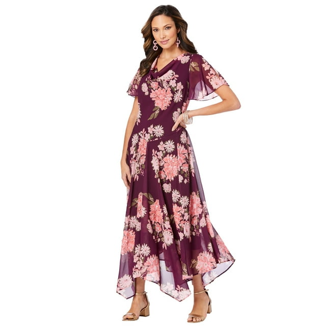 Roaman's Women's Plus Size Floral Sequin Dress - Walmart.com