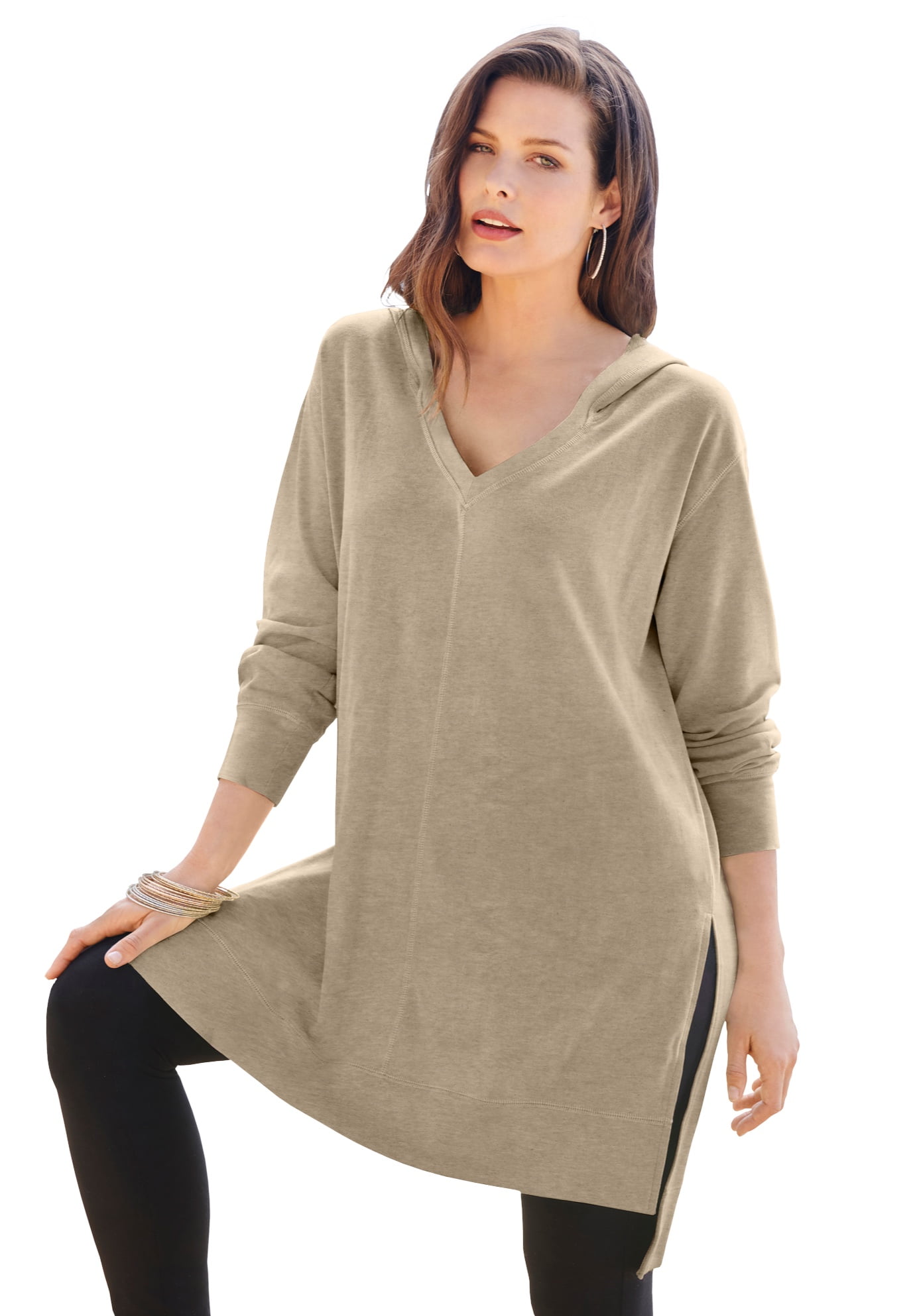 Roaman's Women's Plus Size French Terry Tunic Hoodie - Walmart.com