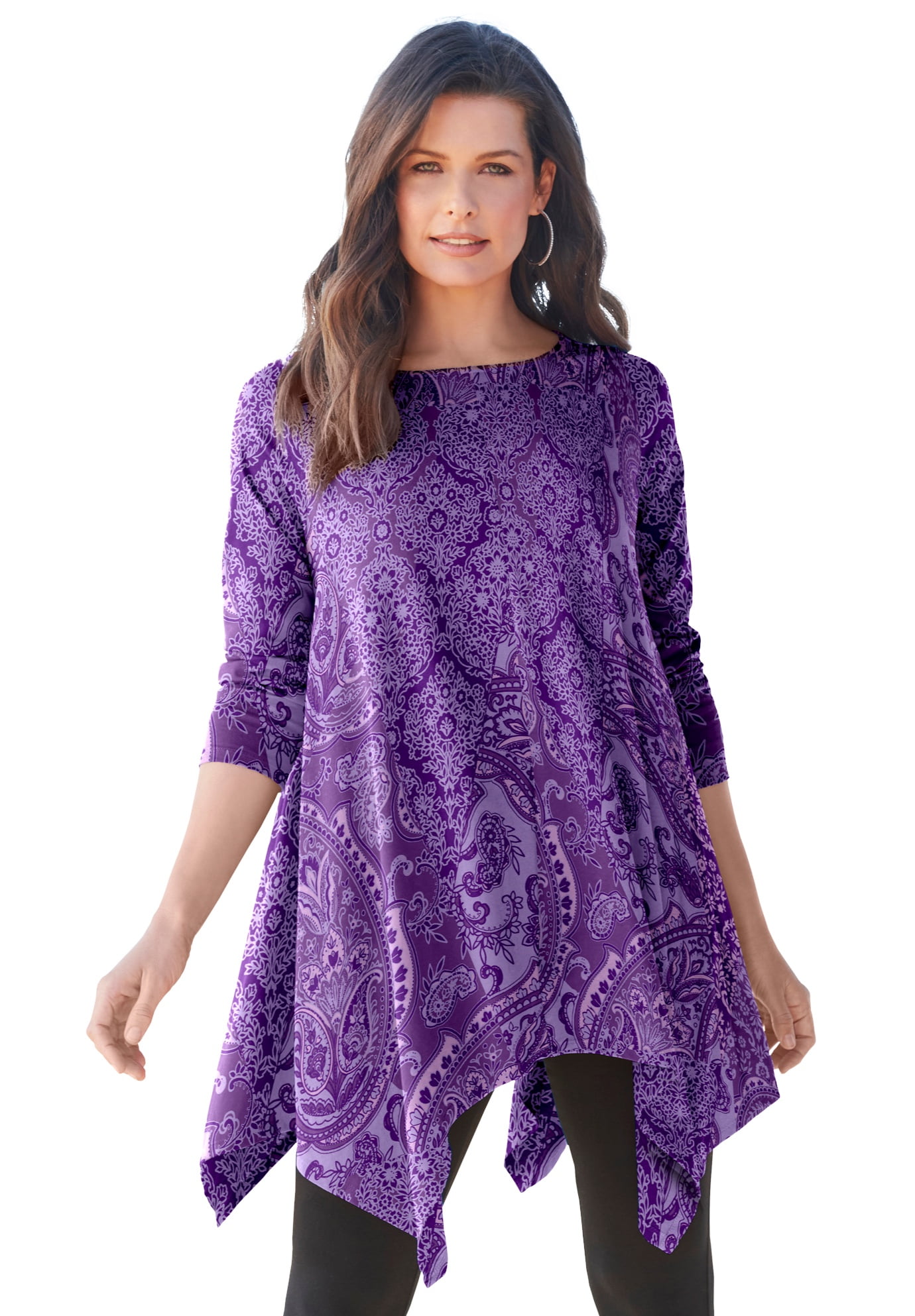 Roaman's Women's Plus Size Ultimate Handkerchief Hem Tunic - Walmart.com