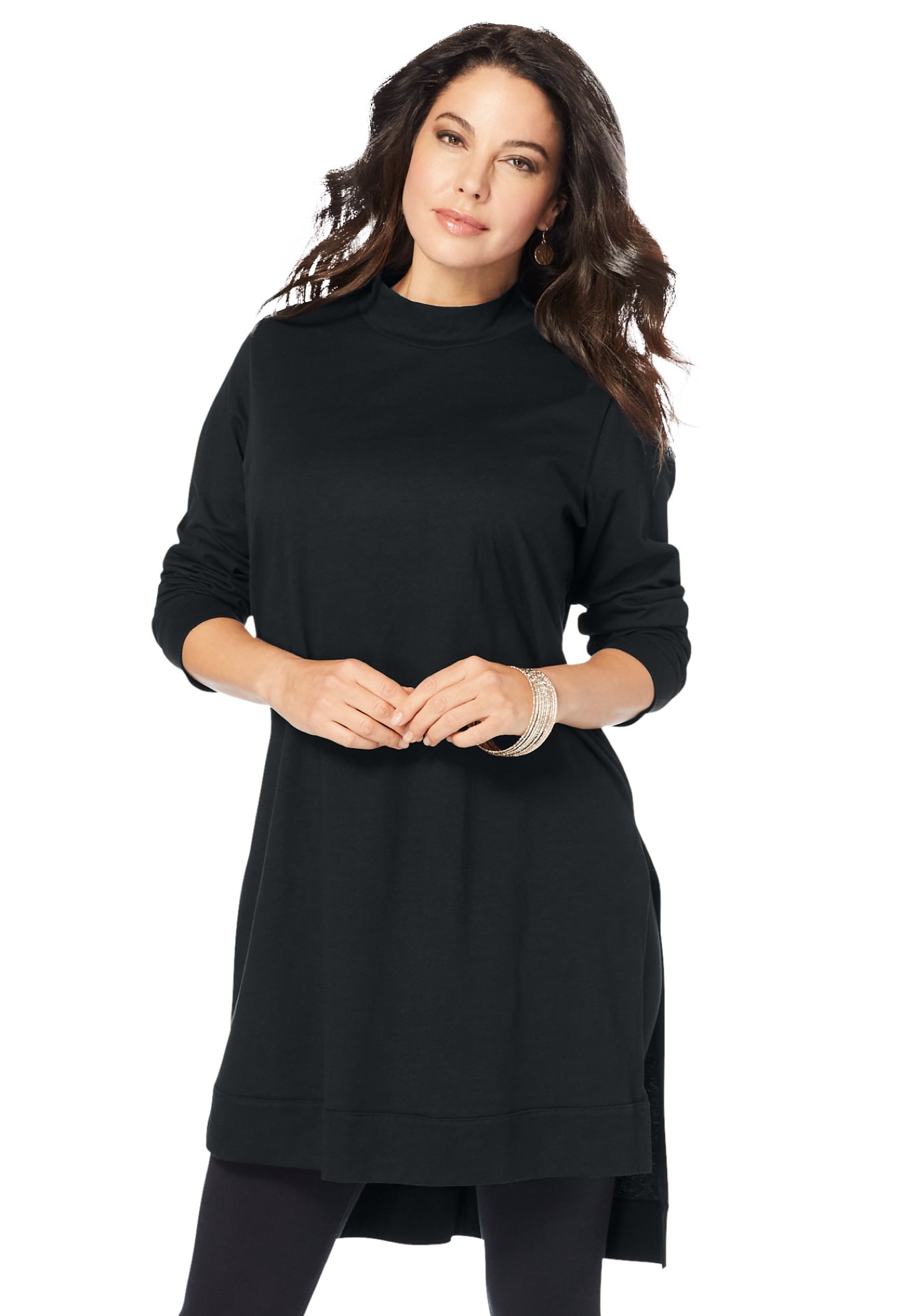 Roaman's Women's Plus Size High-Low Mockneck Ultimate Tunic - Walmart.com