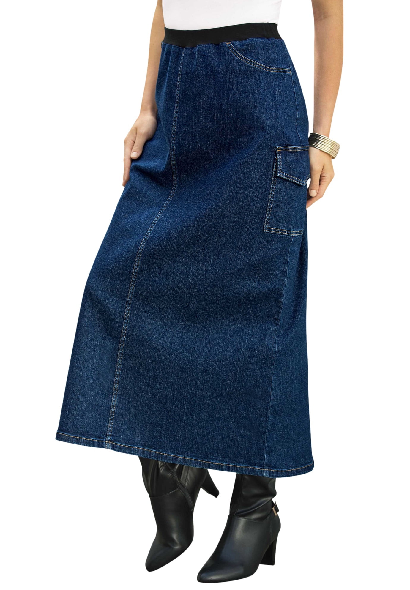 Roaman's Women's Plus Size Invisible Stretch All Day Cargo Skirt ...