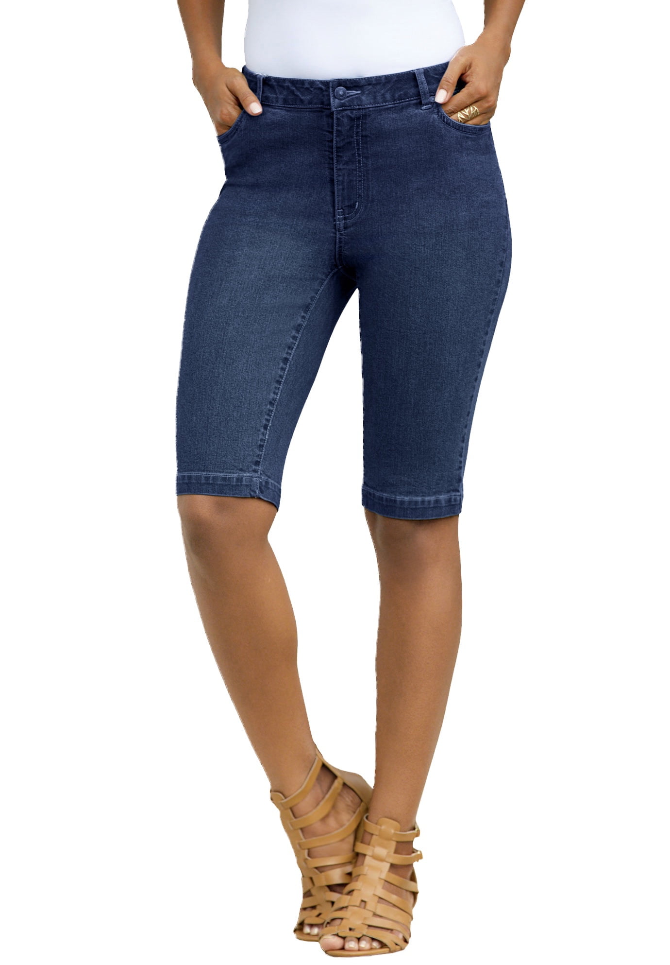 Roamans Womens Plus Size Invisible Stretch Contour Bermuda Short 34