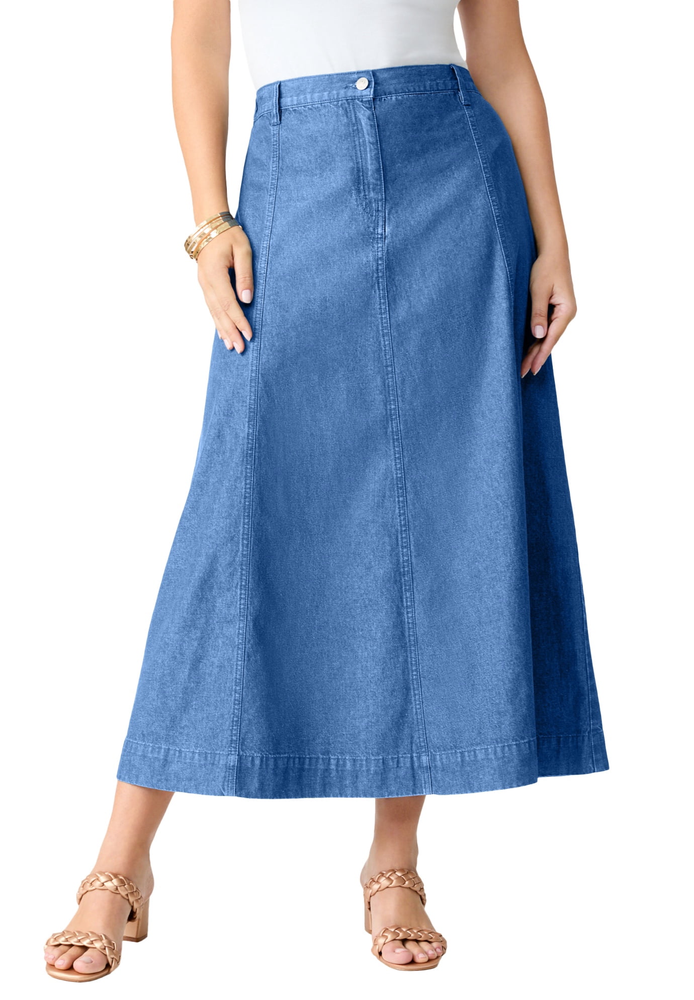Roaman's Women's Plus Size Invisible Stretch Iconic A Line Maxi Skirt ...