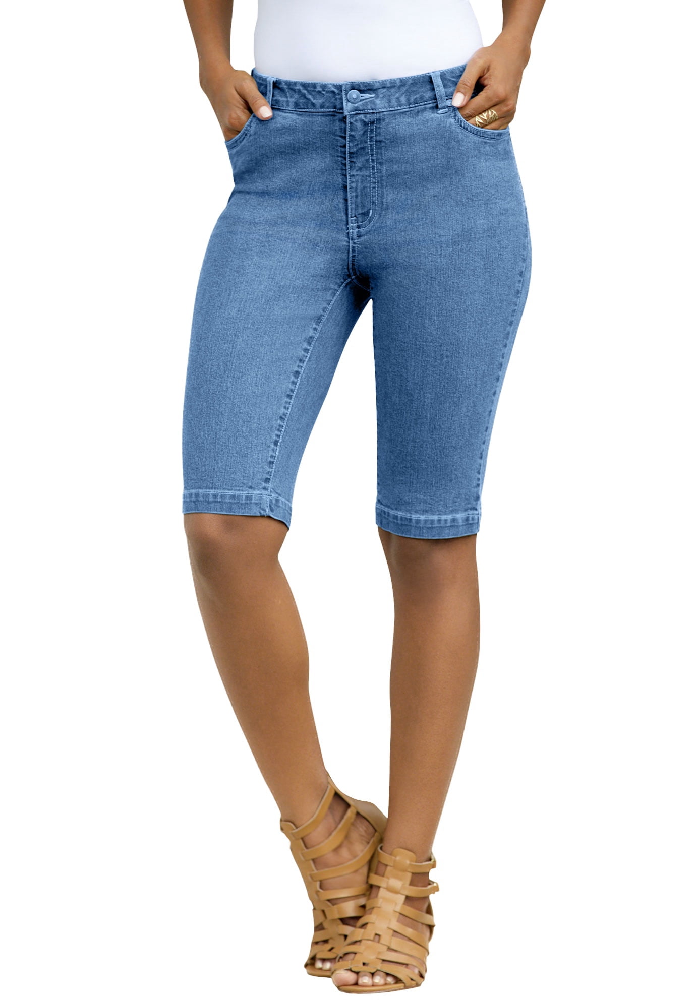Roaman's Women's Plus Size Classic Stretch Bermuda Short - Walmart.com