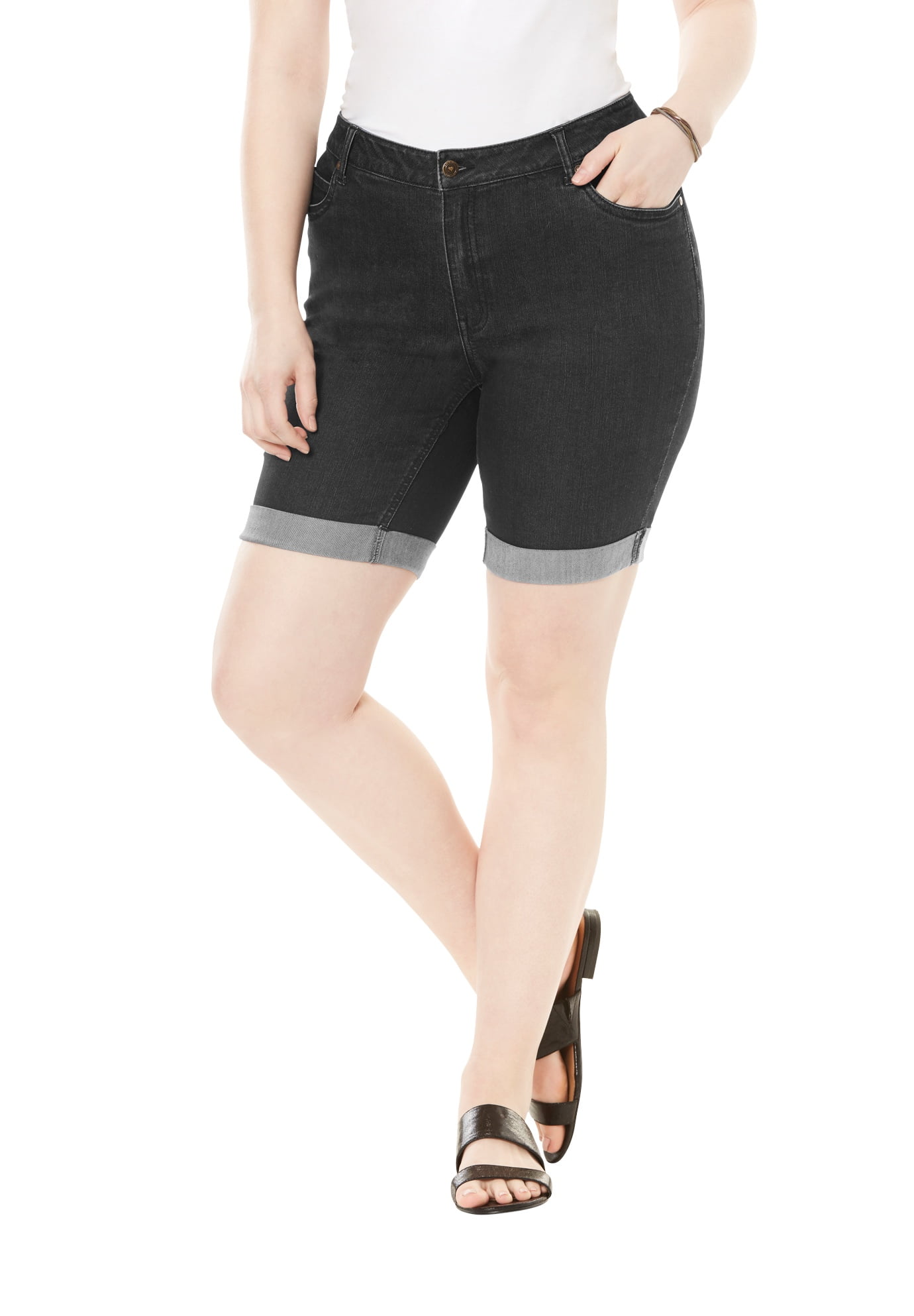 Roaman's Women's Plus Size Classic Stretch Cuffed Short - Walmart.com