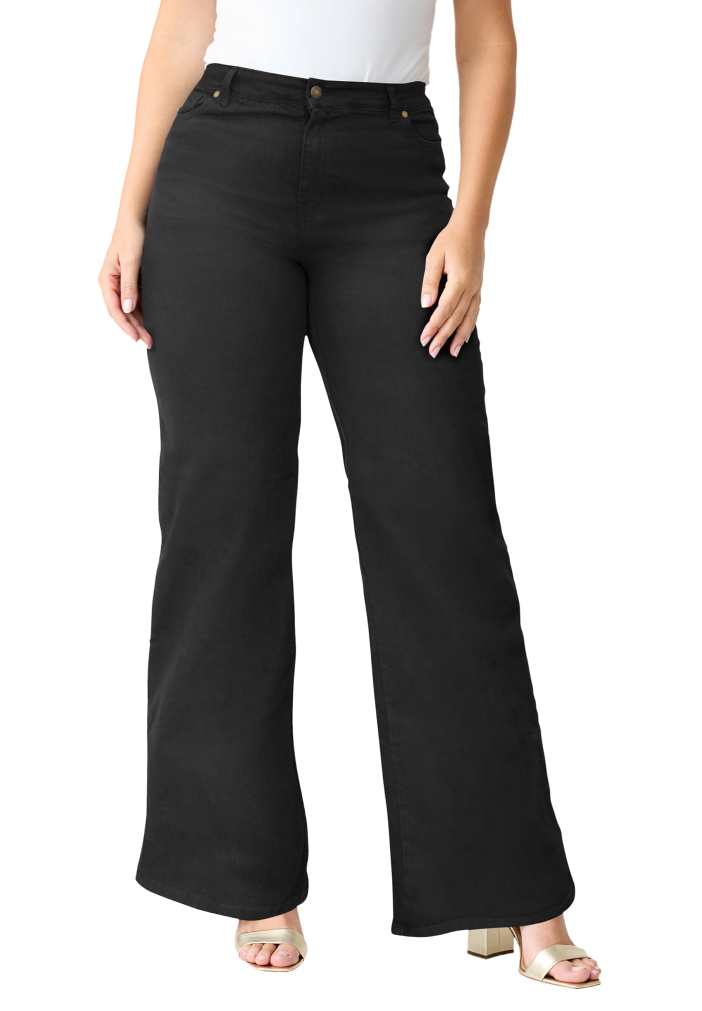 Roaman's Women's Plus Size 24/7 Stretch Wide Leg Jean - Walmart.com