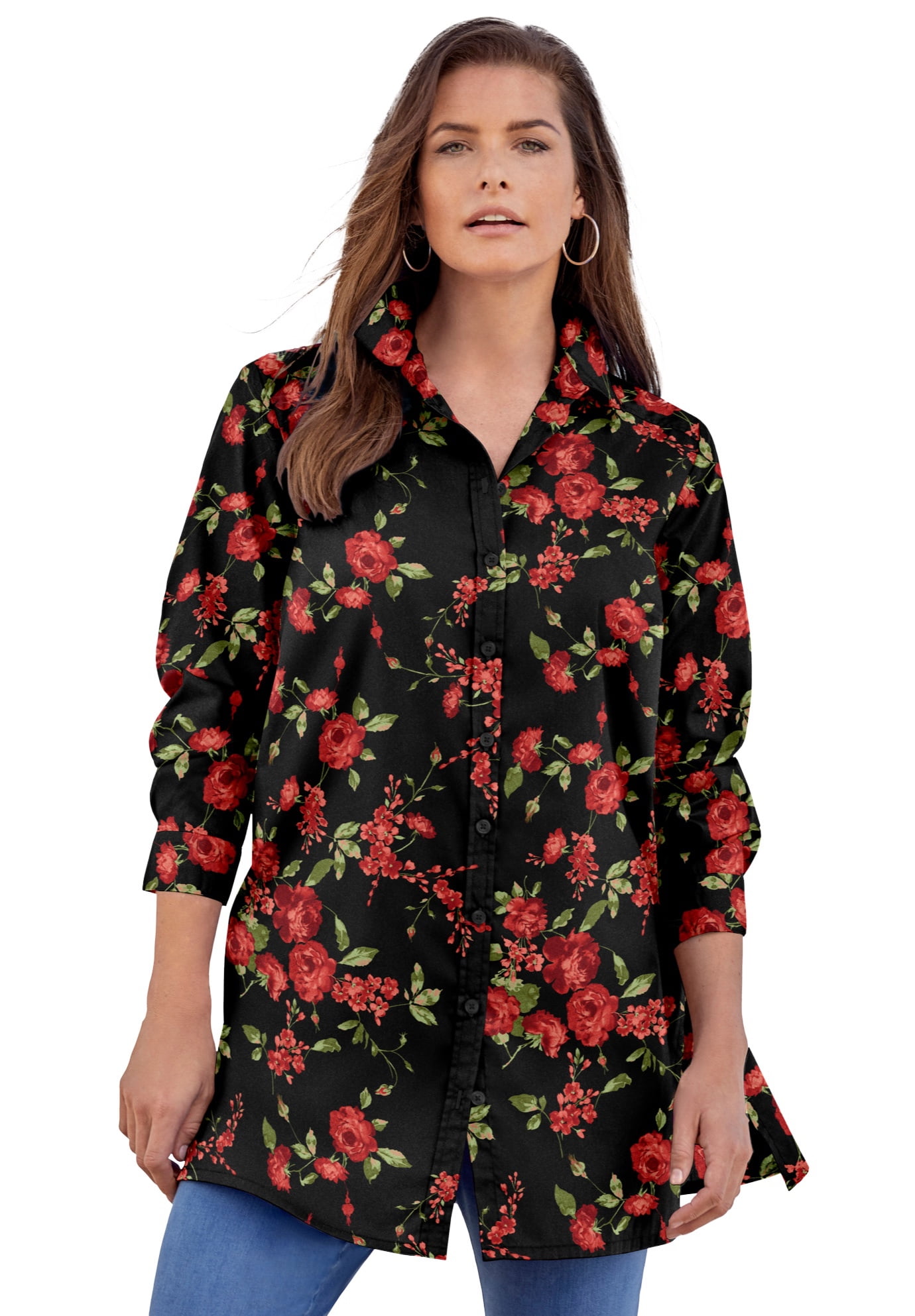 Roaman's Women's Plus Size Kate Tunic Shirt - Walmart.com