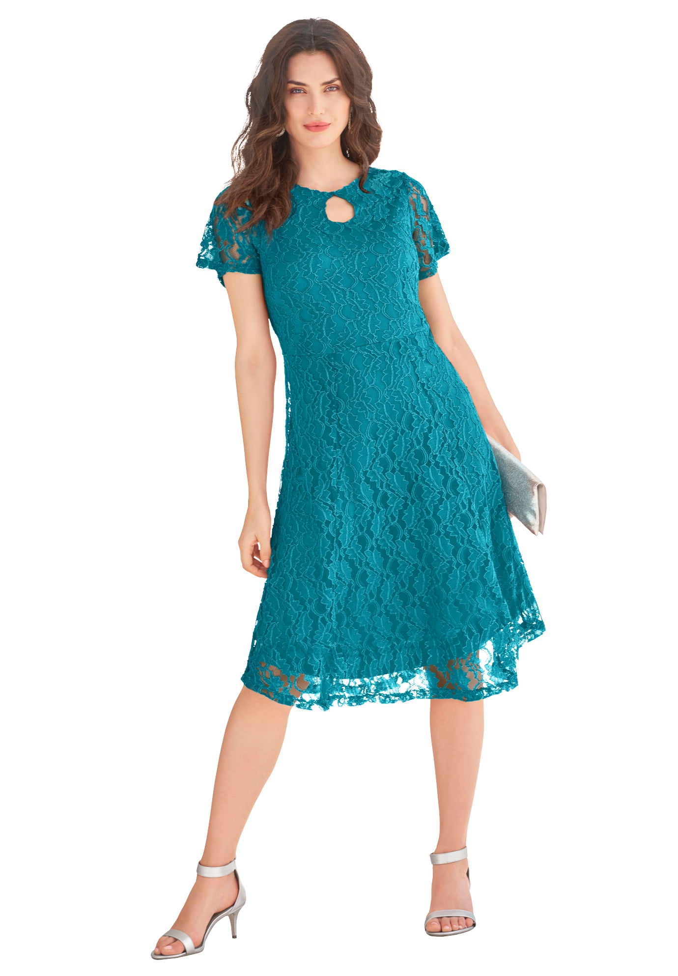 Roaman's Women's Plus Size Keyhole Lace Dress - Walmart.com