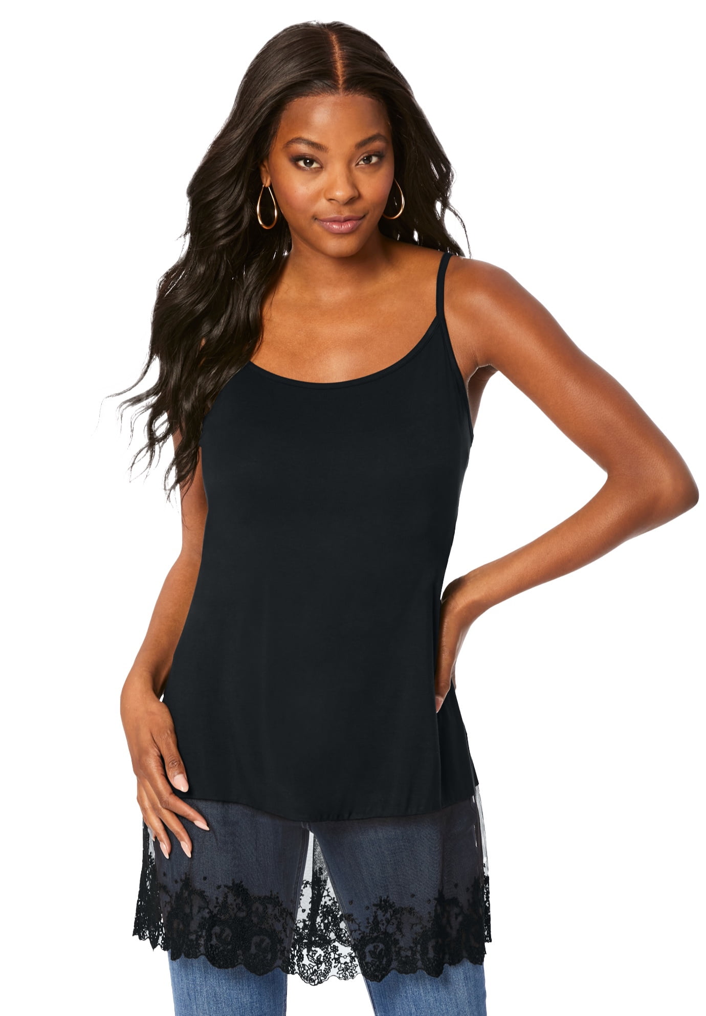 Roaman's Women's Plus Size Lace-Hem Camisole - Walmart.com