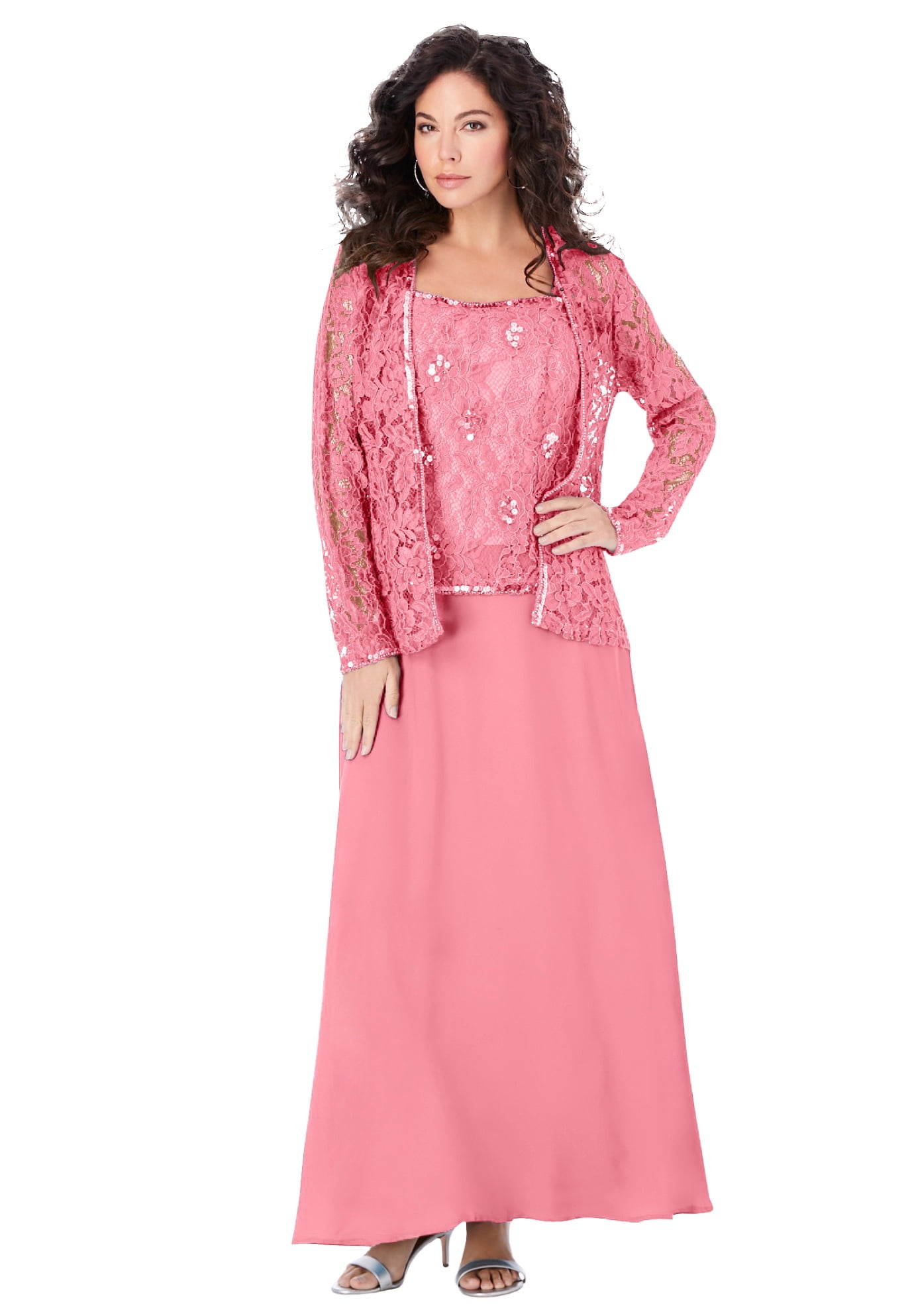 Roaman's Women's Plus Size Lace Jacket Gown - Walmart.com