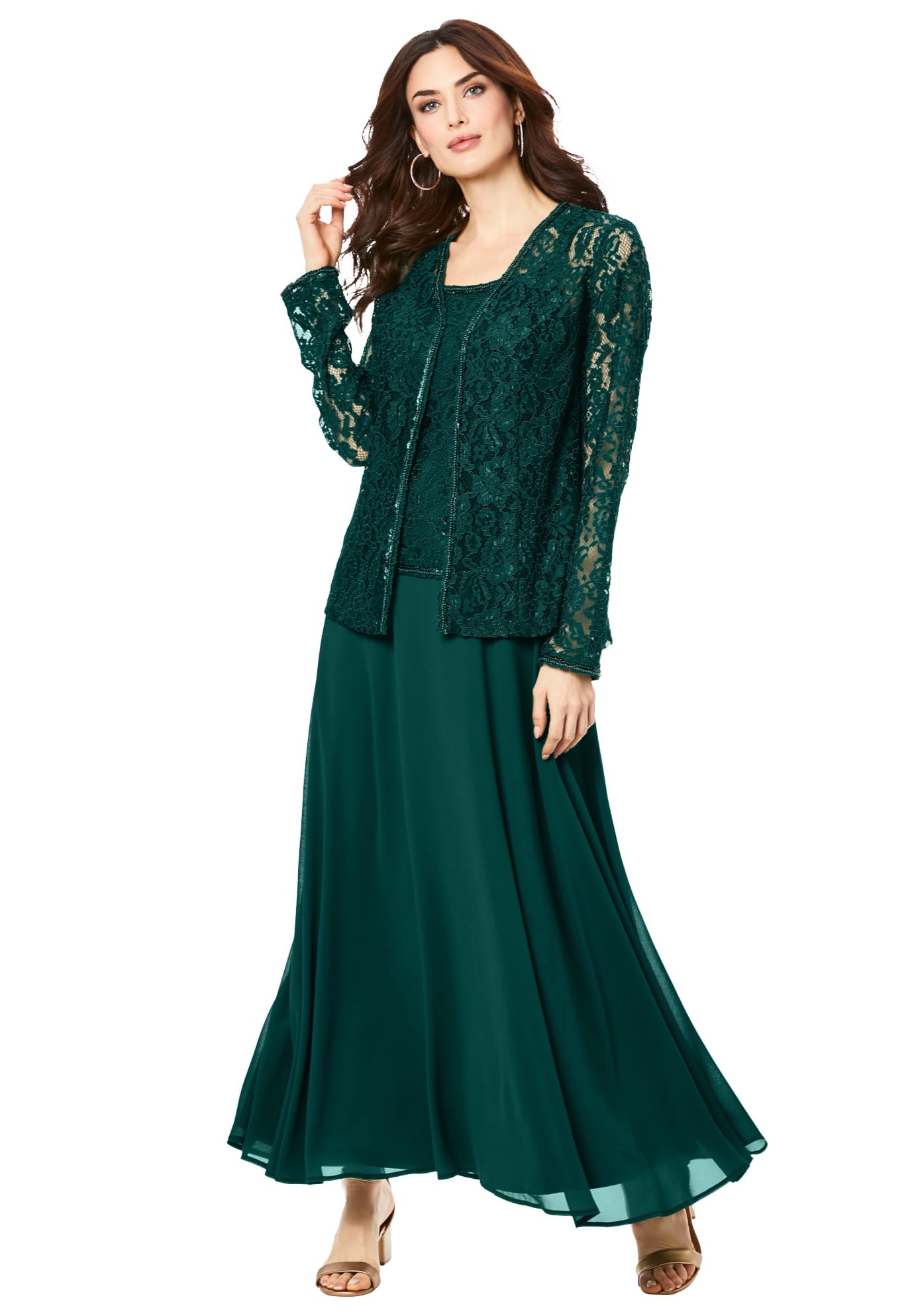 Roaman's Women's Plus Size Lace Jacket Gown - Walmart.com