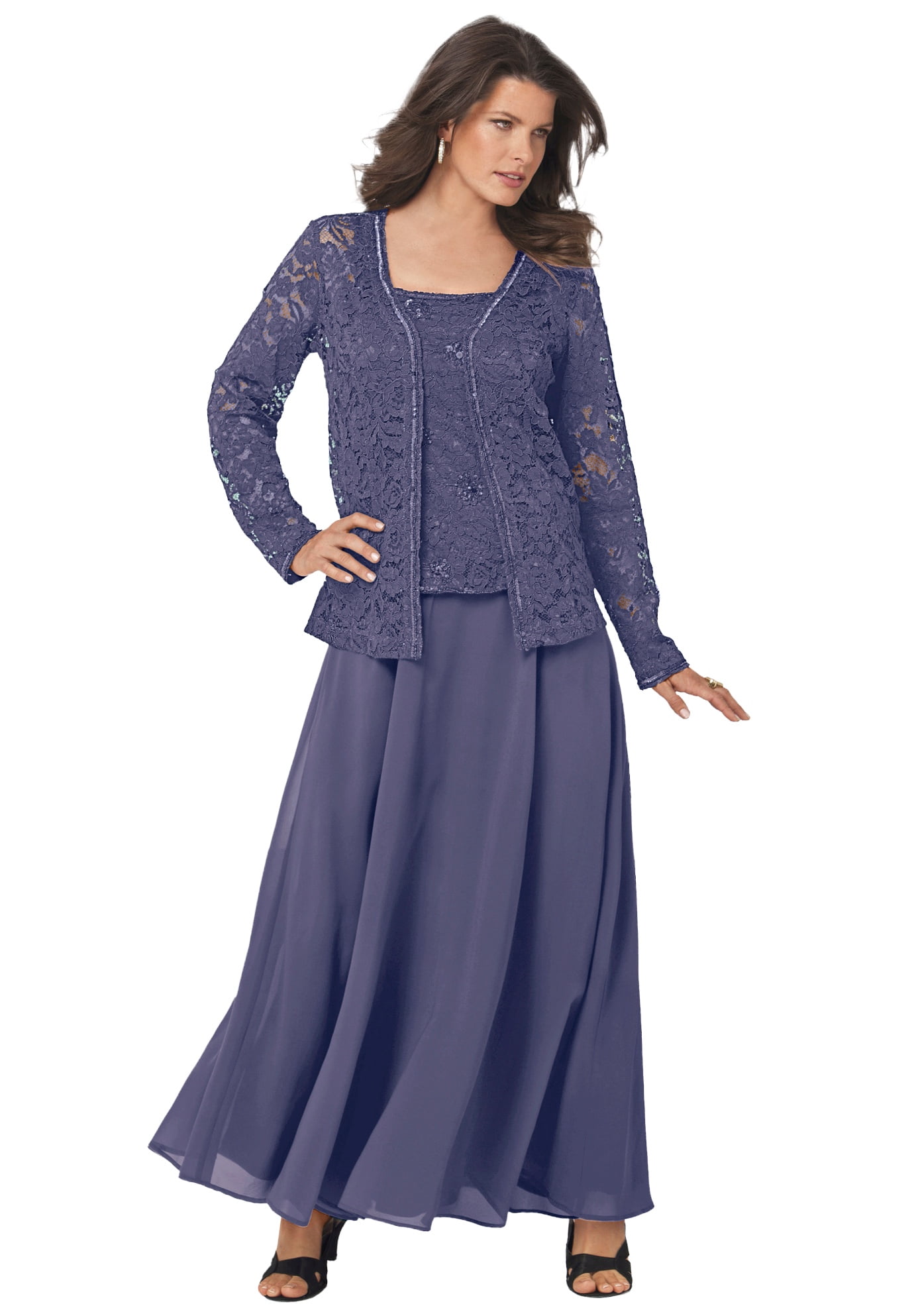 Roaman's Women's Plus Size Lace Jacket Gown - Walmart.com