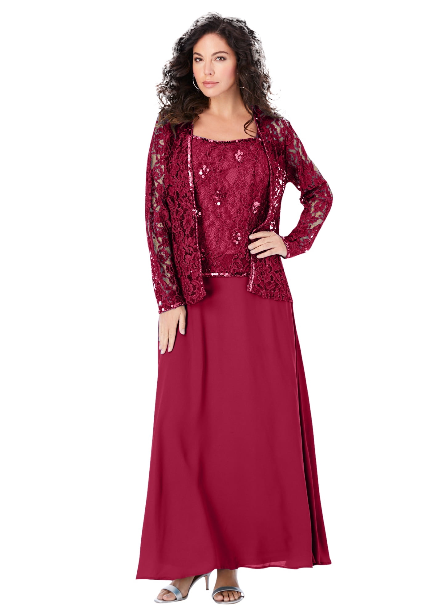 Roaman's Women's Plus Size Lace Jacket Gown - Walmart.com