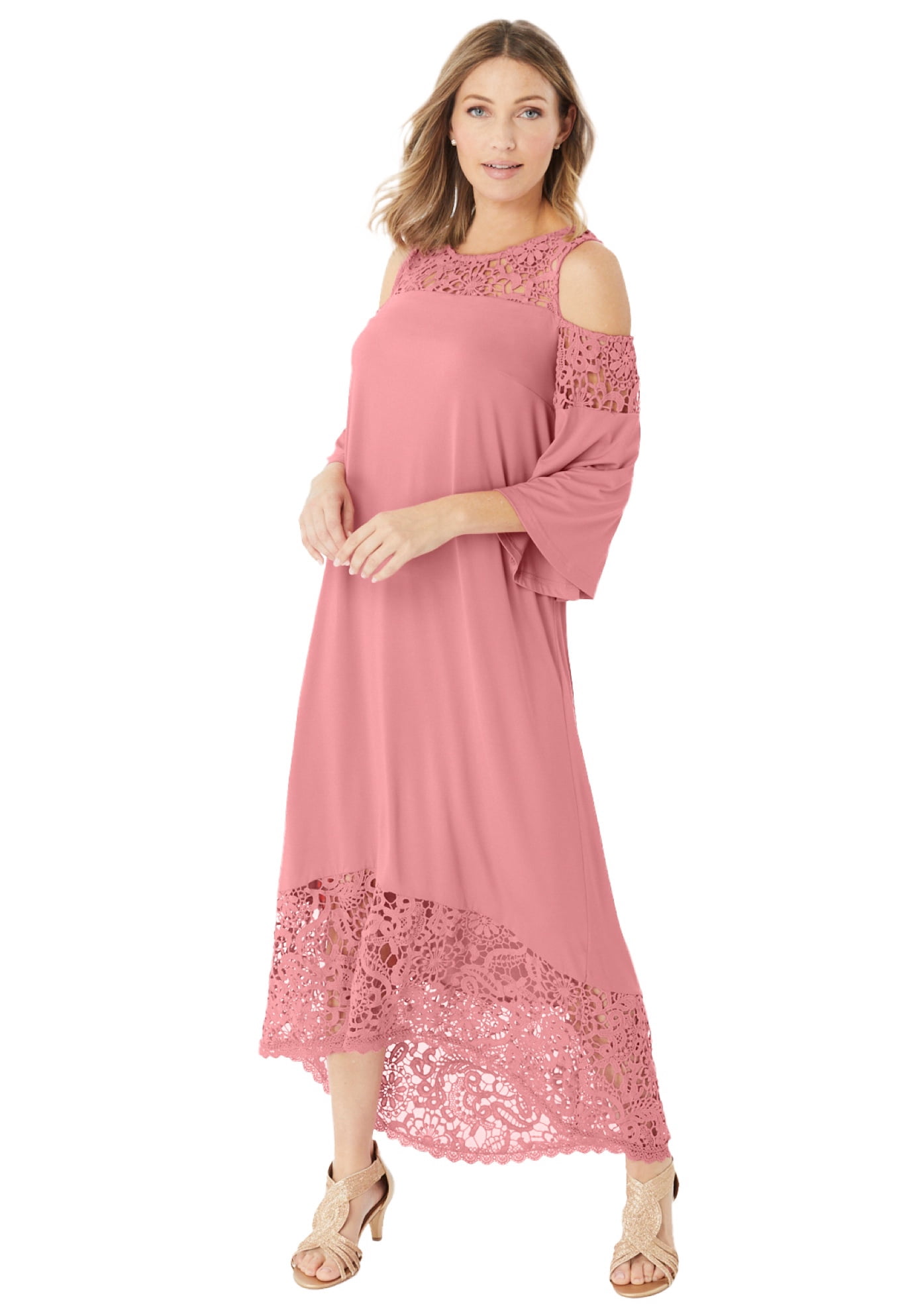 Roaman's Women's Plus Size Lace-Panelled Ultrasmooth Fabric Cold ...