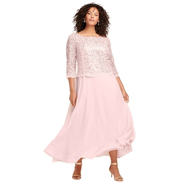 Roaman's Women's Plus Size Lace Popover Gown - Walmart.com