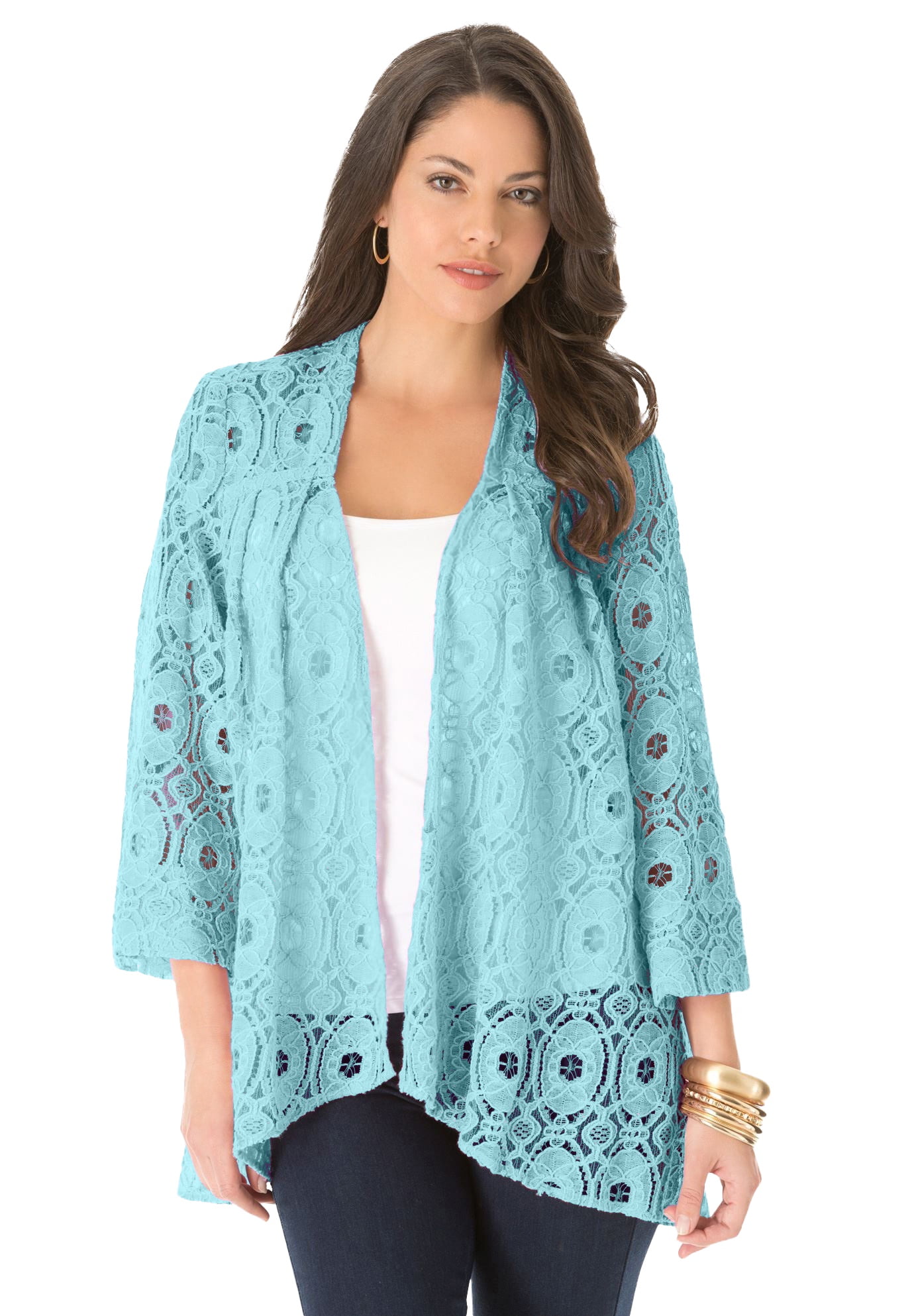 Roaman's Women's Plus Size Lace Swing Jacket - Walmart.com