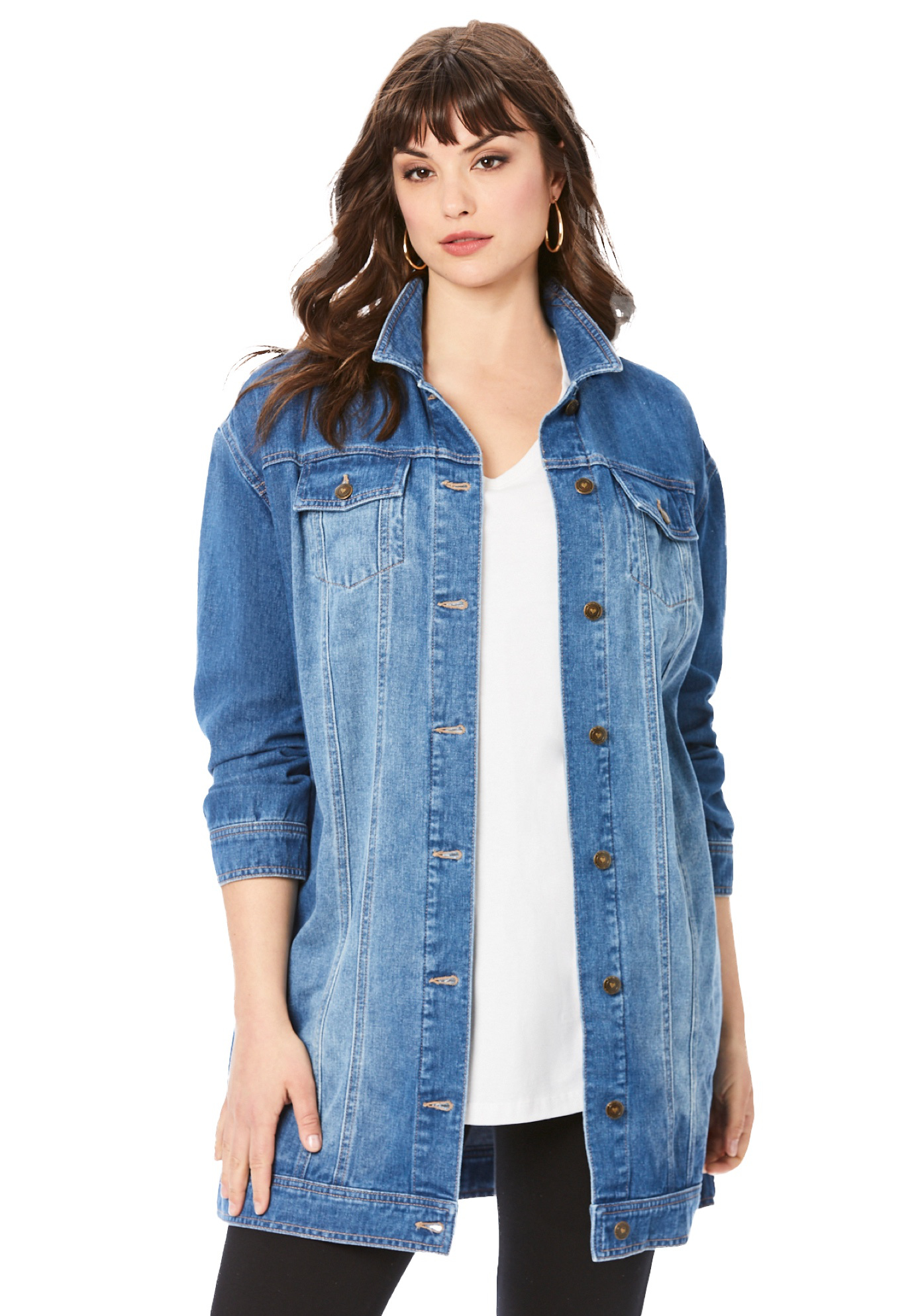 hoksml Plus Size Denim Jackets for Women, Lapel Jeans Blazer Long ...