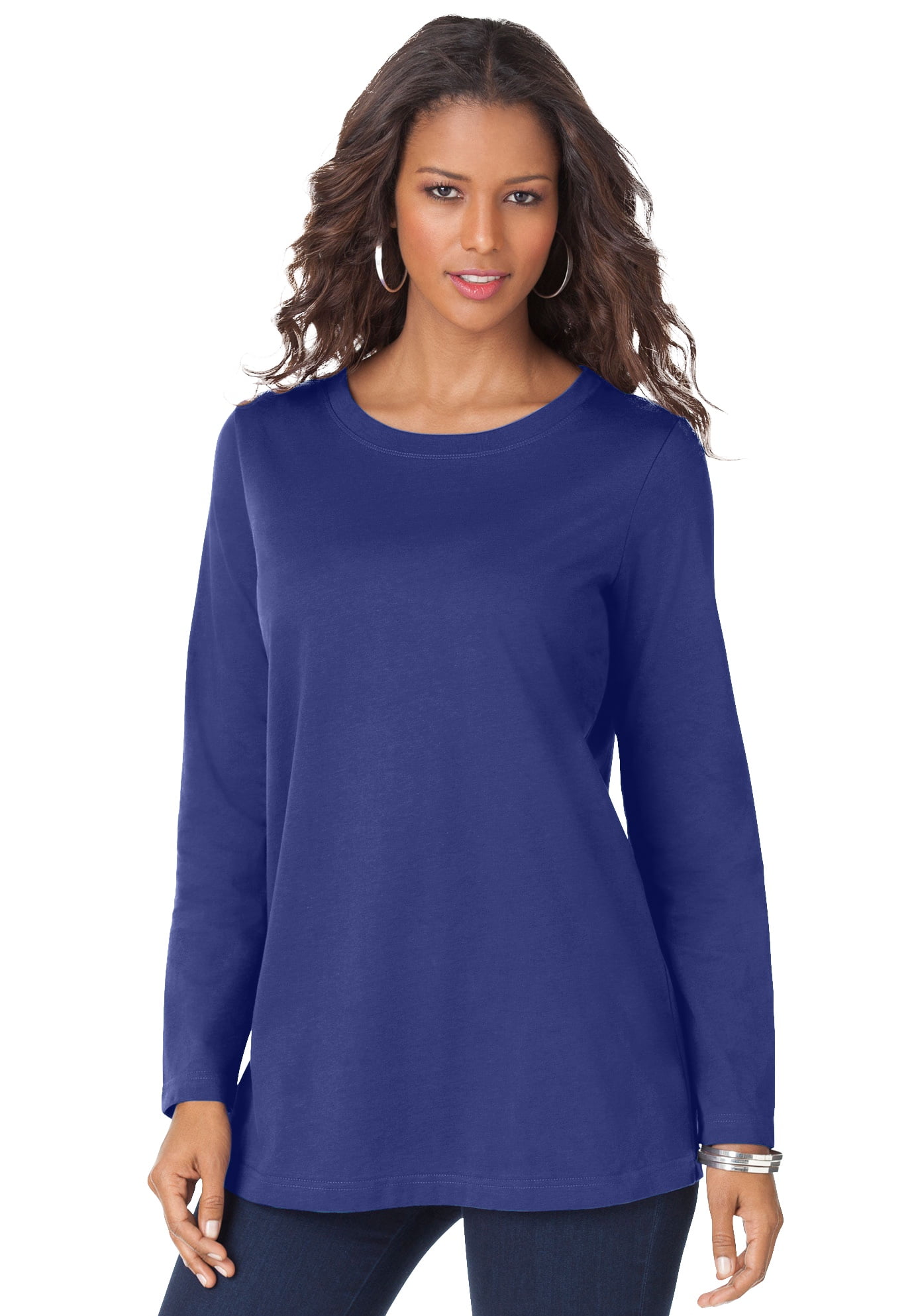 Roaman's Women's Plus Size Long Sleeve Crewneck Ultimate Tee - Walmart.com