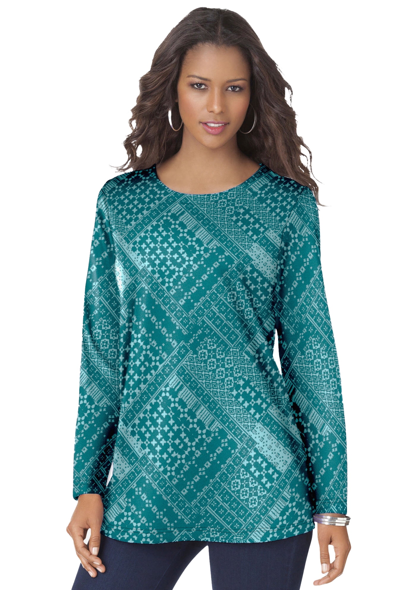 Roaman's Women's Plus Size Long Sleeve Crewneck Ultimate Tee - Walmart.com