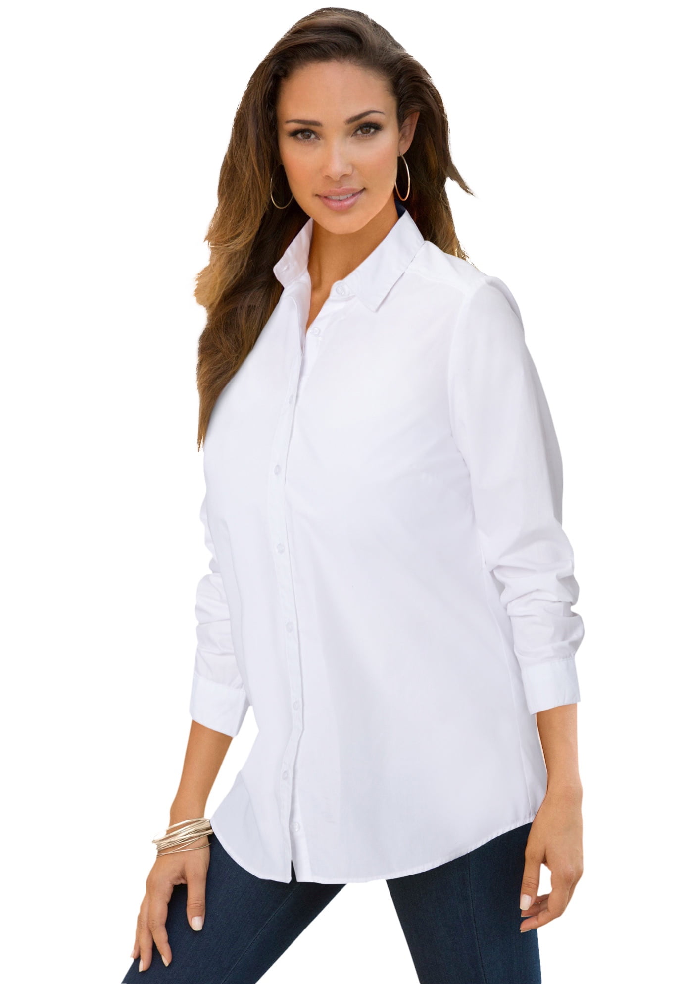 Roaman's Women's Plus Size Long Sleeve Kate Big Shirt - Walmart.com