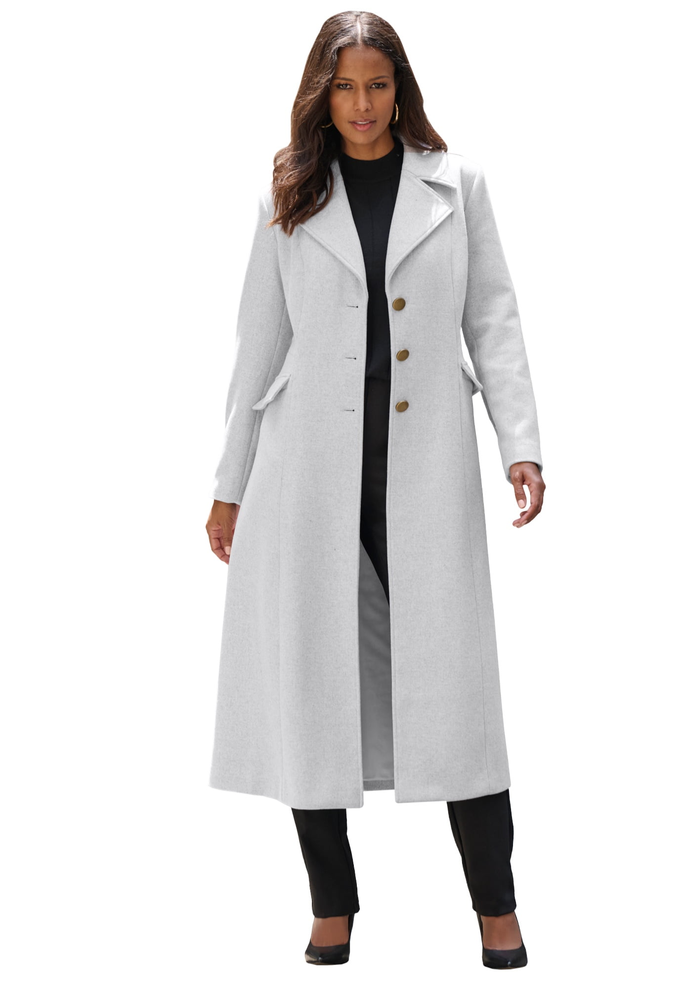 Roaman's Women's Plus Size Plus Size Long Tailored Wool Blend Coat ...