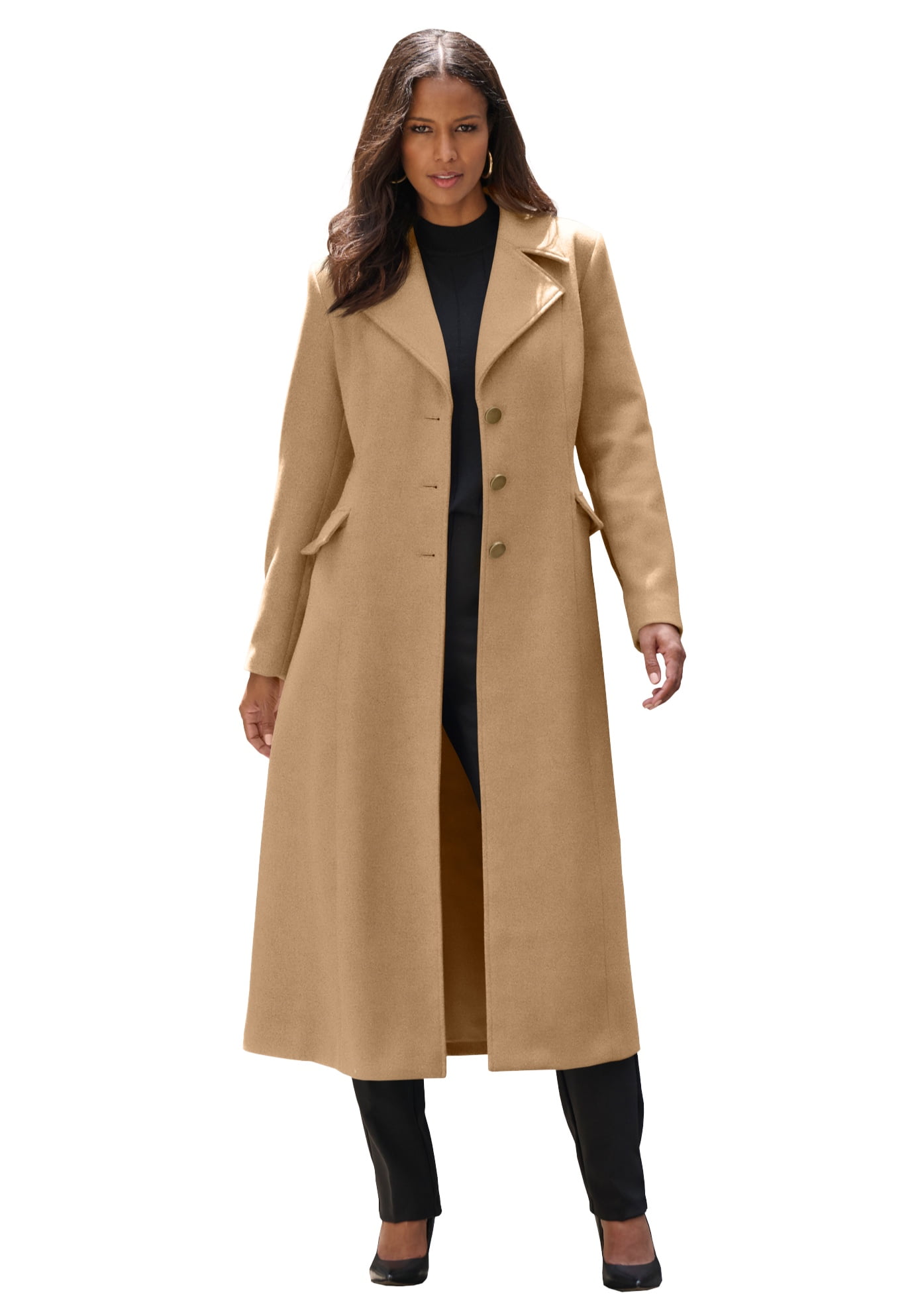 Roaman's Women's Plus Size Long Tailored Wool Blend Coat - Walmart.com