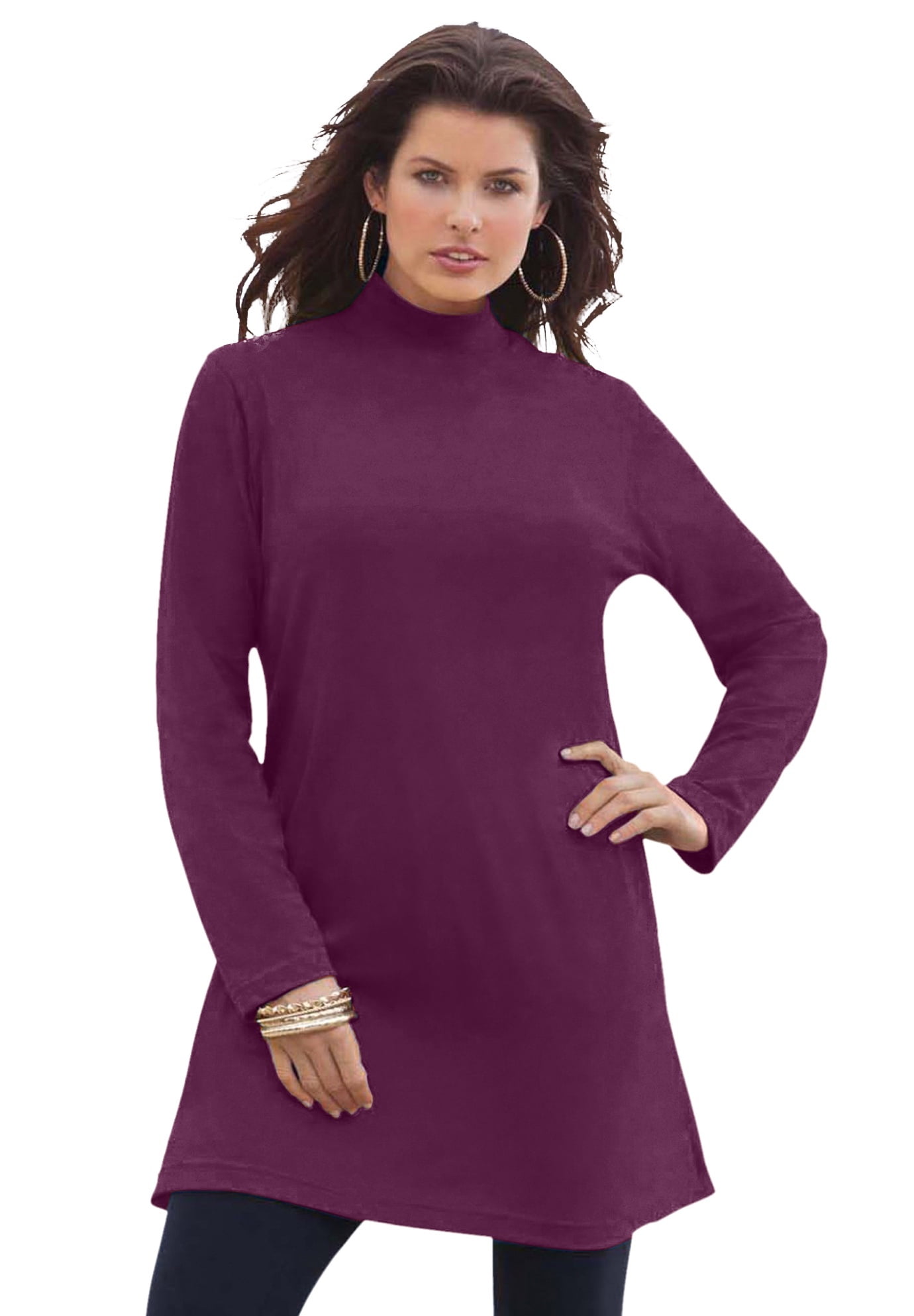 Roaman's Women's Plus Size Mockneck Ultimate Tunic - Walmart.com