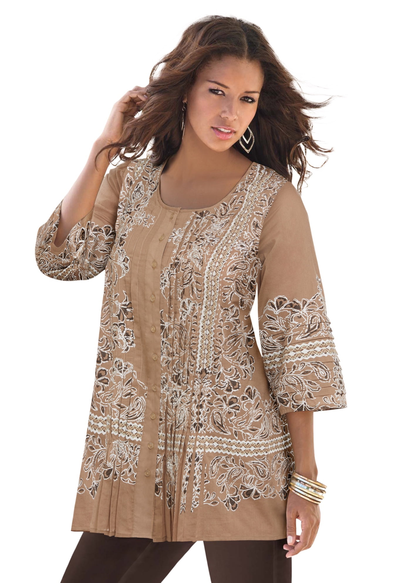 Roaman's Women's Plus Size Monique Printed Big Shirt - Walmart.com