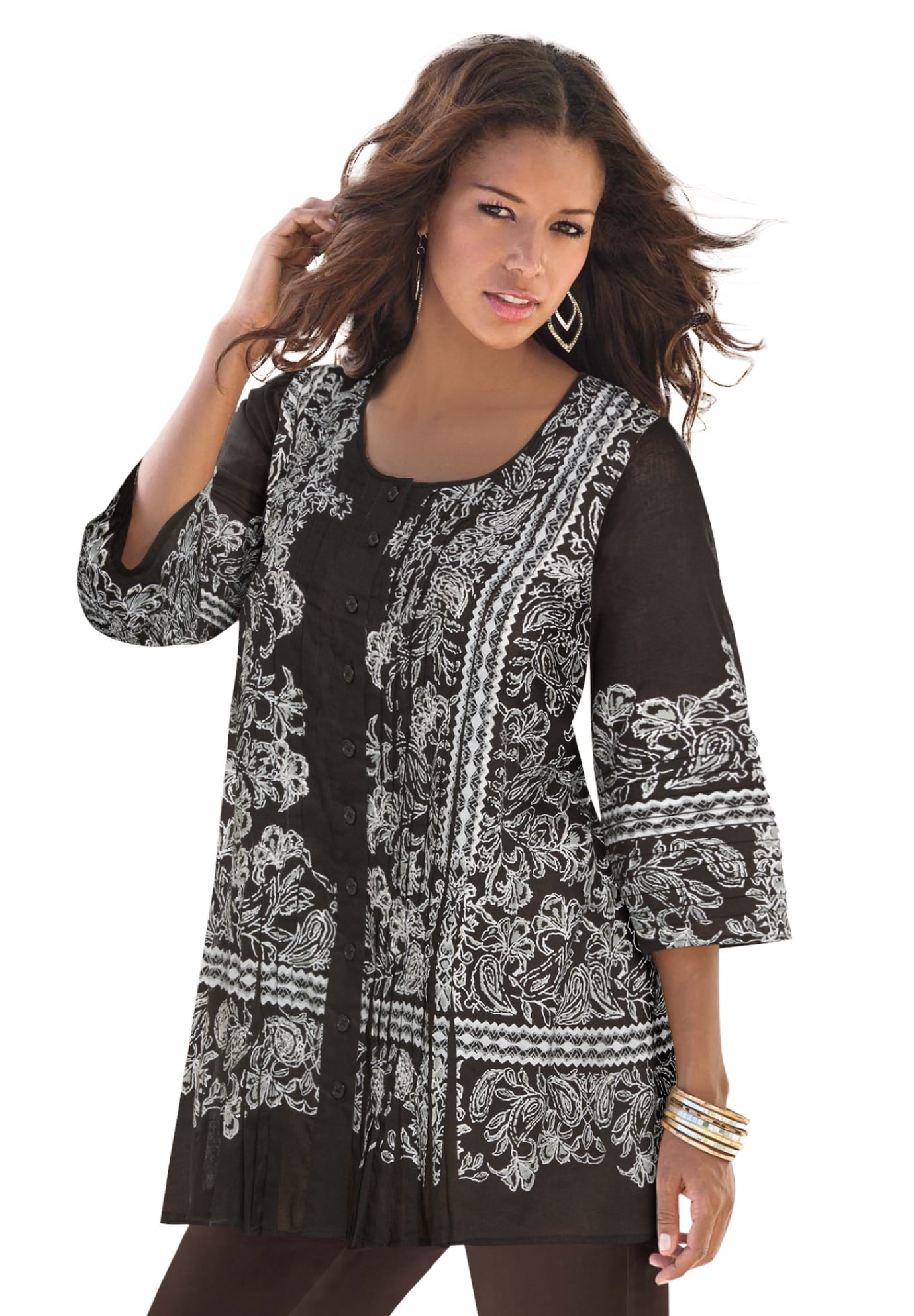 Roaman's Women's Plus Size Monique Printed Big Shirt - Walmart.com
