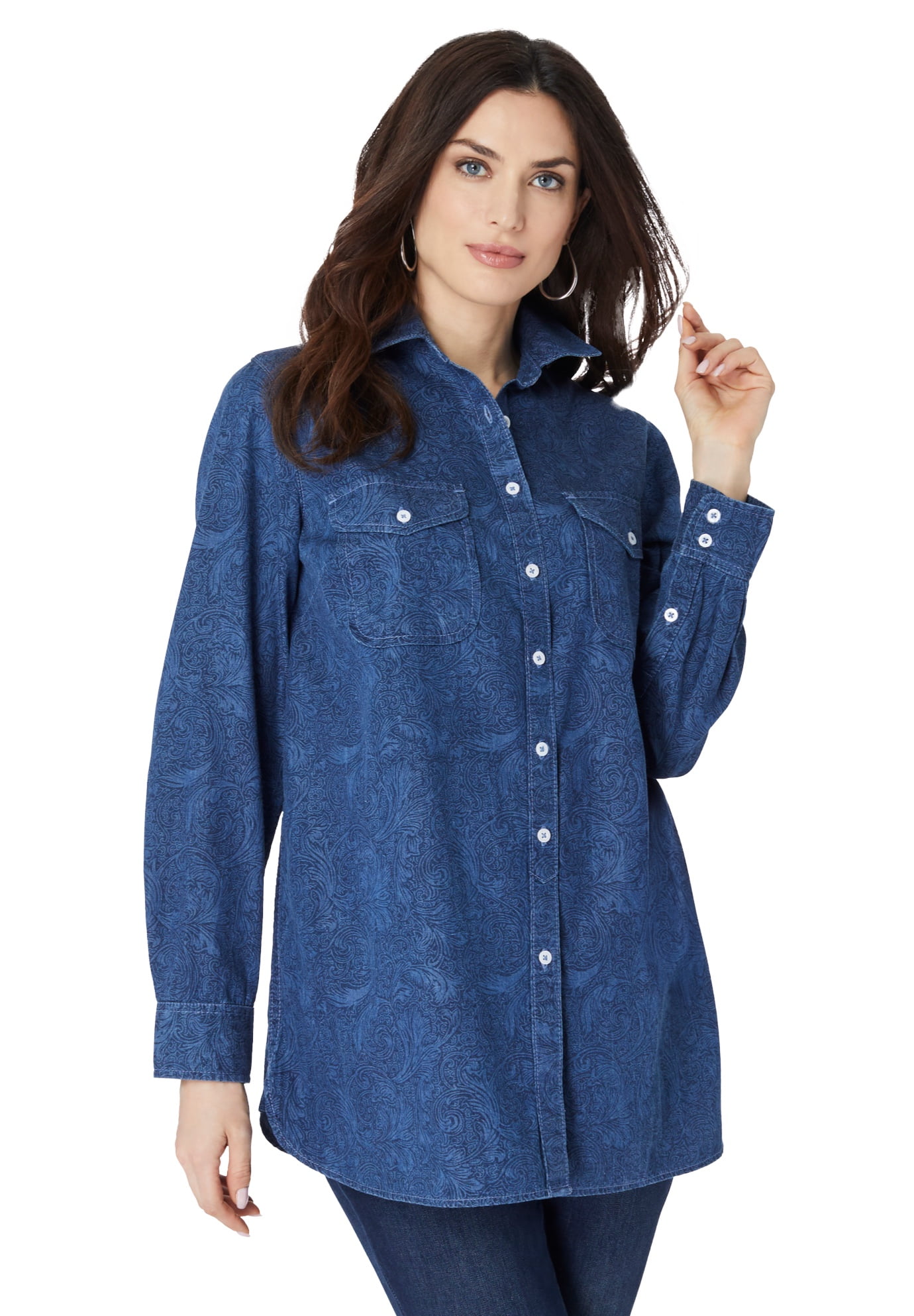 Roaman's Women's Plus Size Olivia Denim Big Shirt - Walmart.com