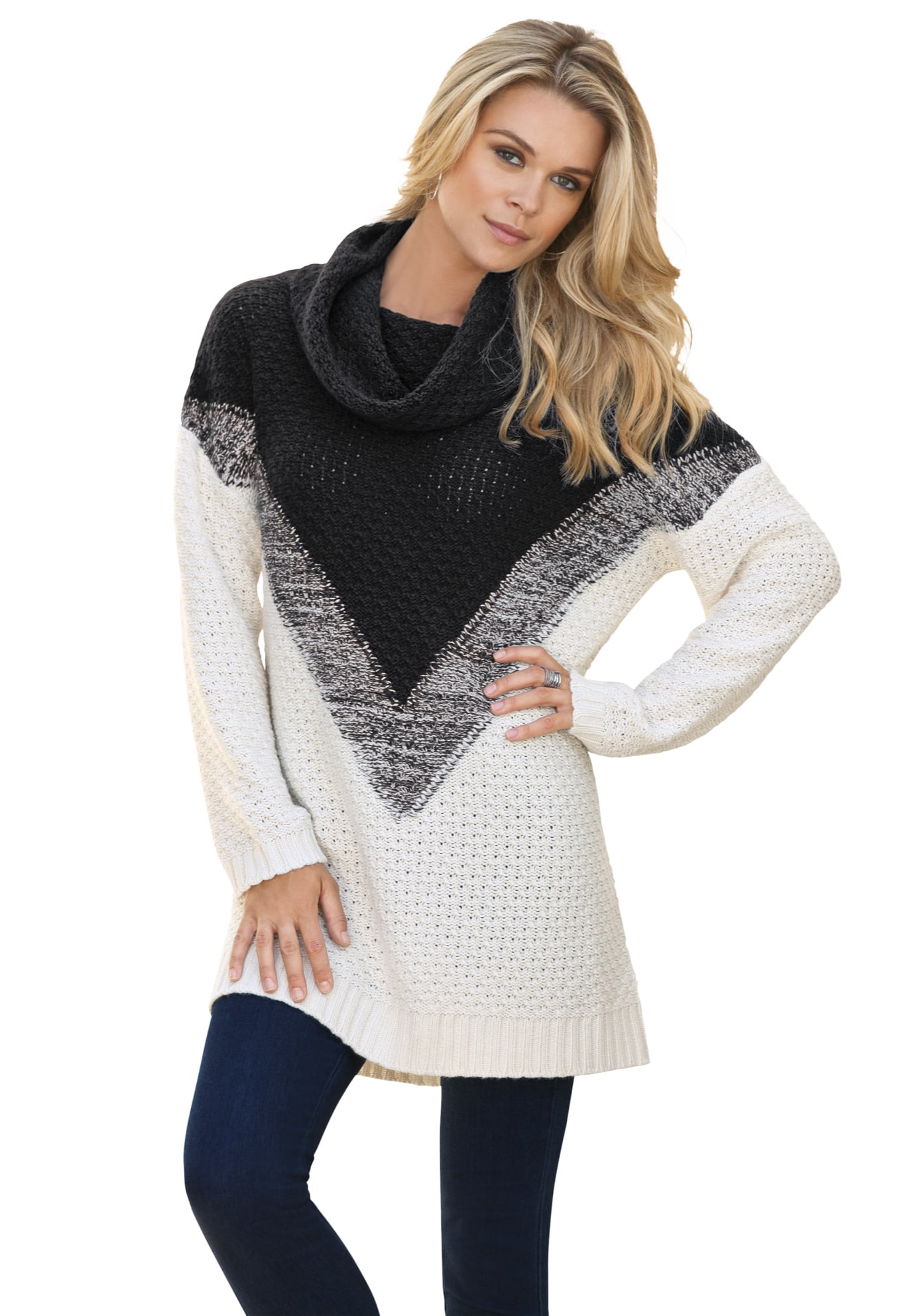 Roaman's Women's Plus Size Ombre Pattern Sweater - Walmart.com