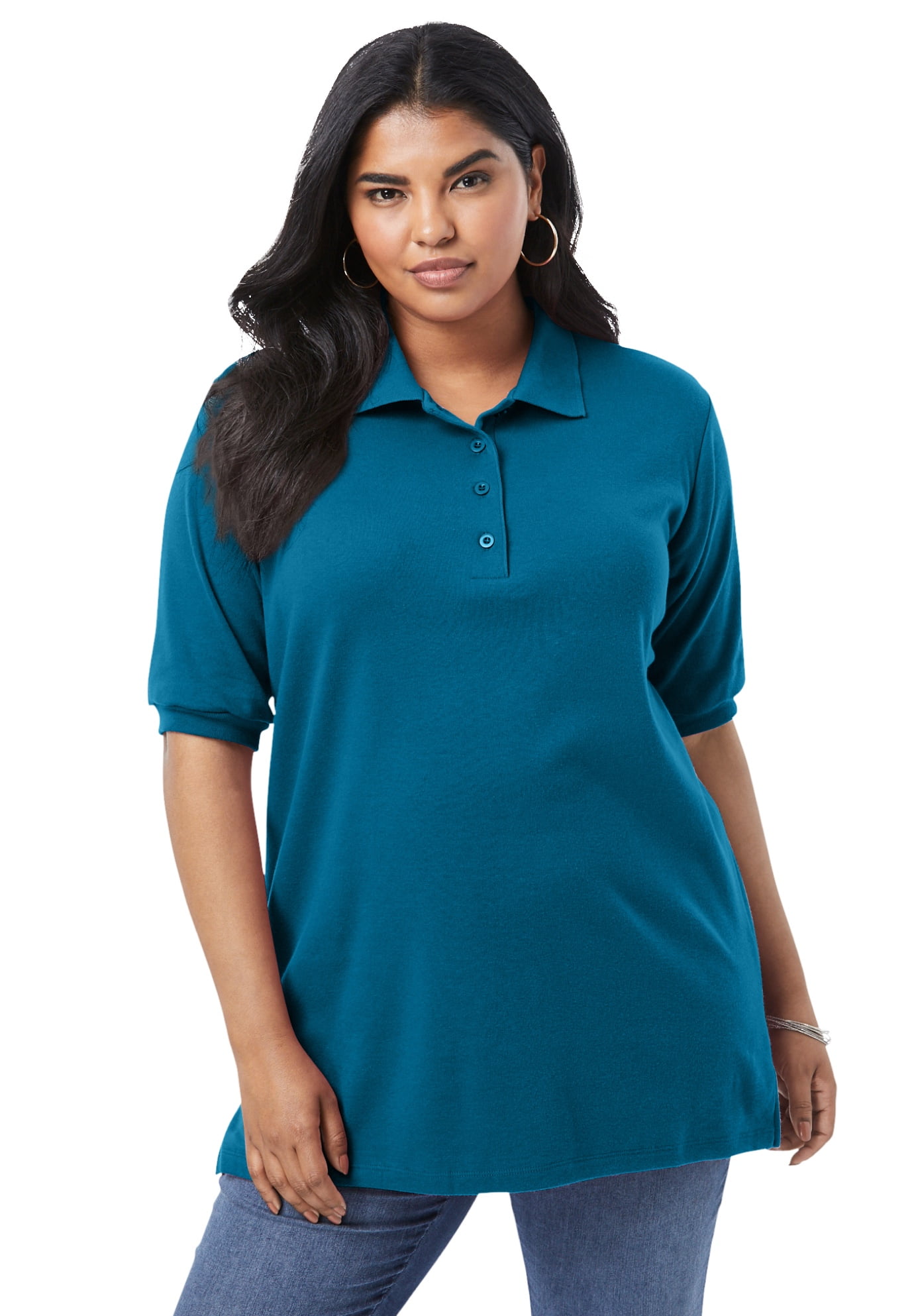 Roaman's Women's Plus Size Oversized Polo Tunic - Walmart.com