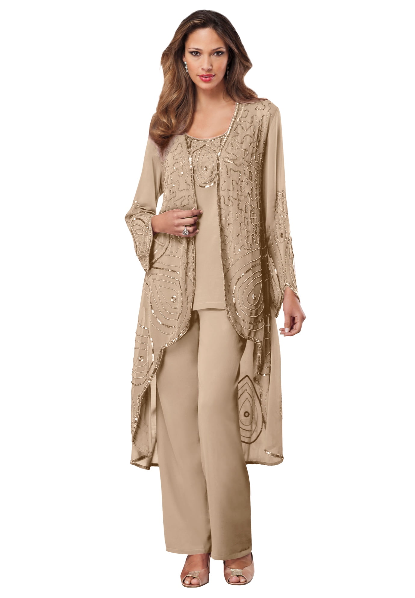 Roaman's Women's Plus Size Petite Beaded Pant Set - Walmart.com