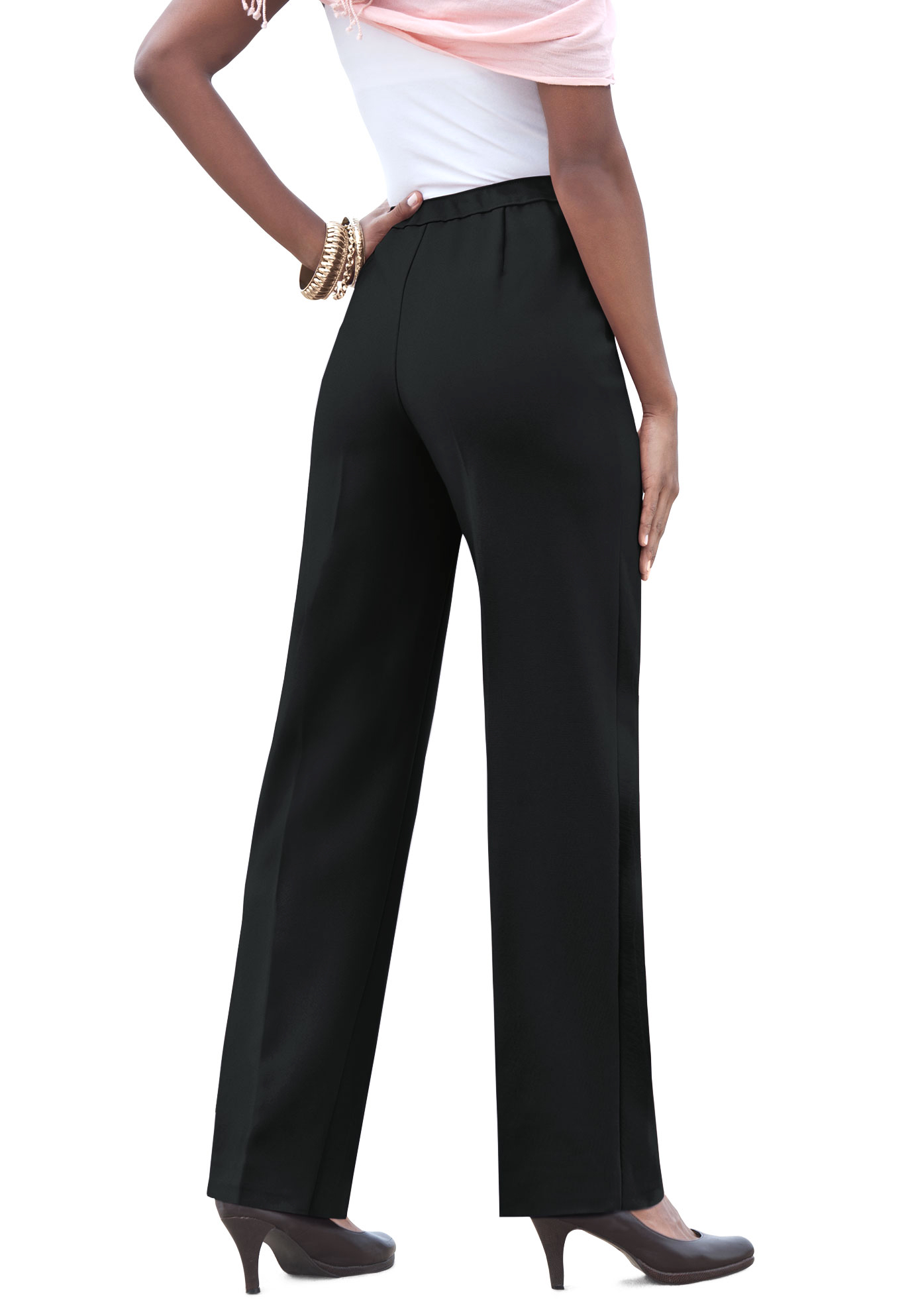 Roaman's Women's Plus Size Tall Classic Bend Over Pant Pull On Slacks ...