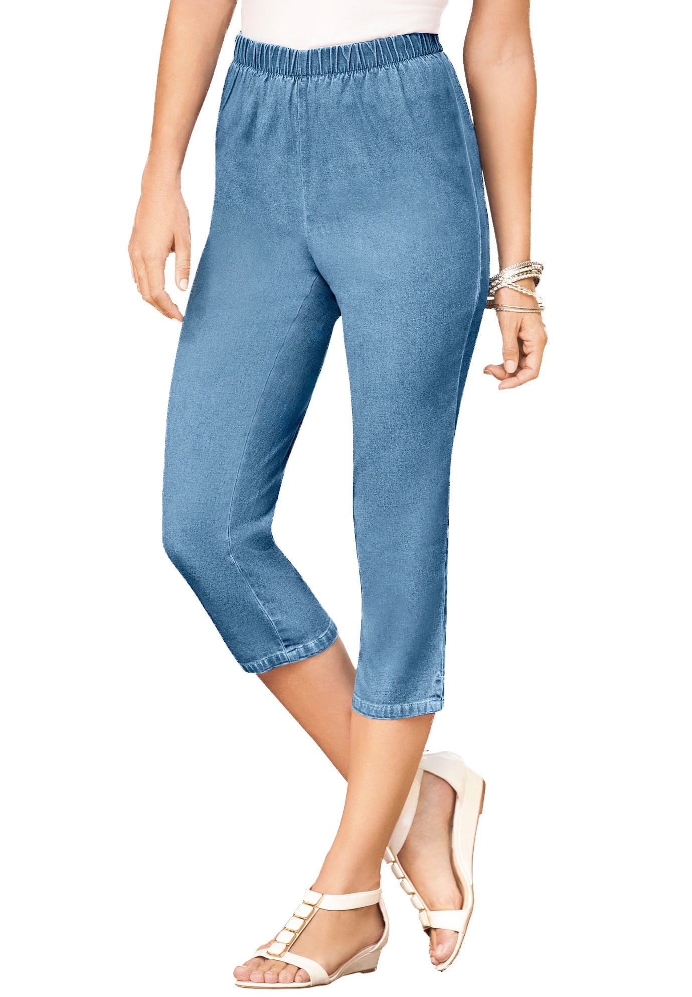 Roaman's Women's Plus Size Petite Comfort Stretch Capri Jean - Walmart.com