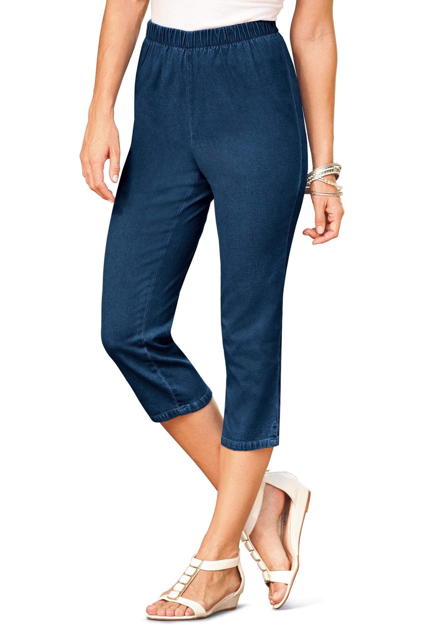 Roaman's Women's Plus Size Petite Comfort Stretch Capri Jean - Walmart.com
