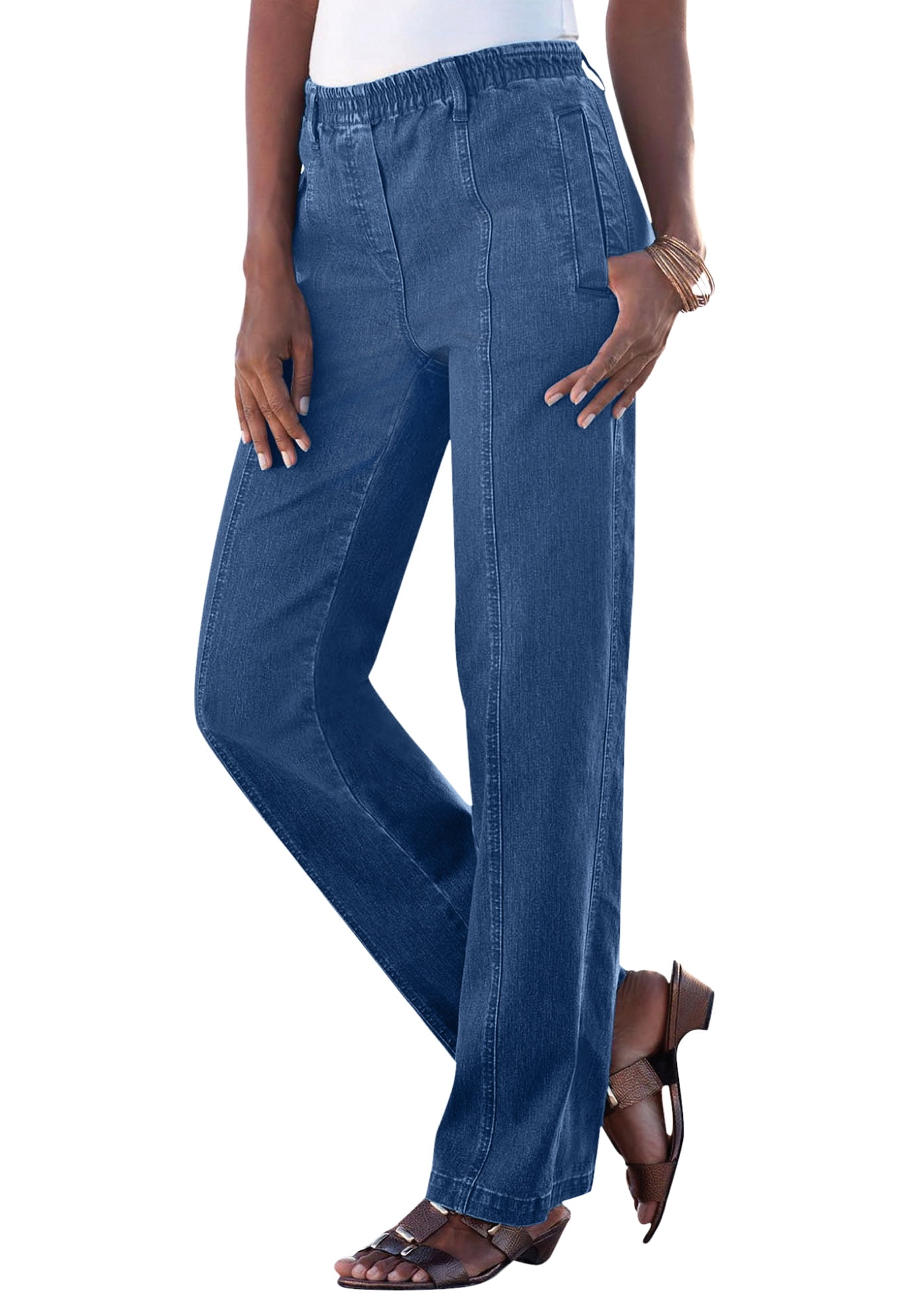 Roaman's Women's Plus Size Petite Complete Cotton Seamed Jean 100% ...