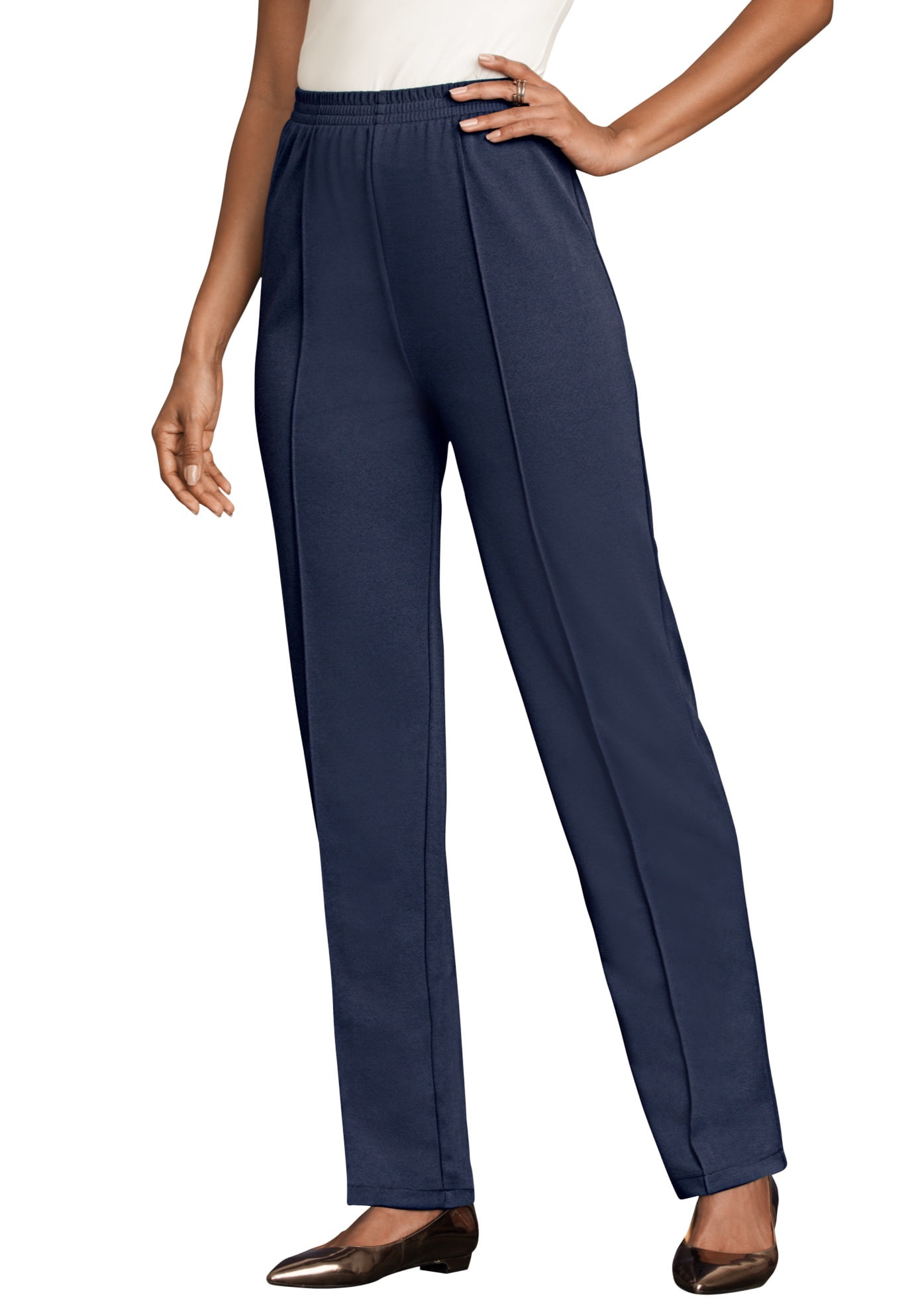 Roaman's Women's Plus Size Petite Crease Front Knit Pant - Walmart.com