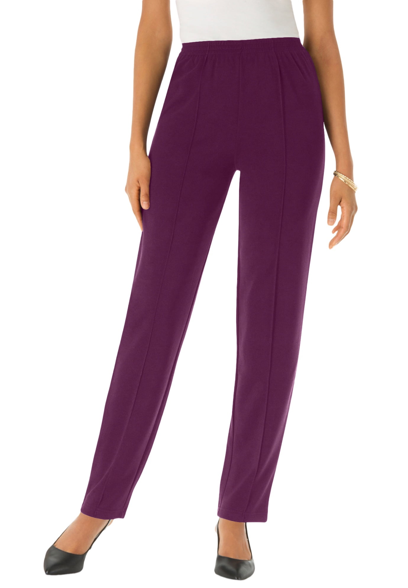 Roaman's Women's Plus Size Petite Crease Front Knit Pant - Walmart.com