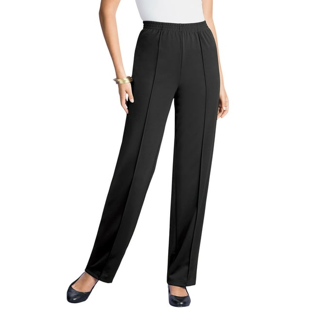 Roaman's Women's Plus Size Petite Crease-Front Knit Pant - Walmart.com