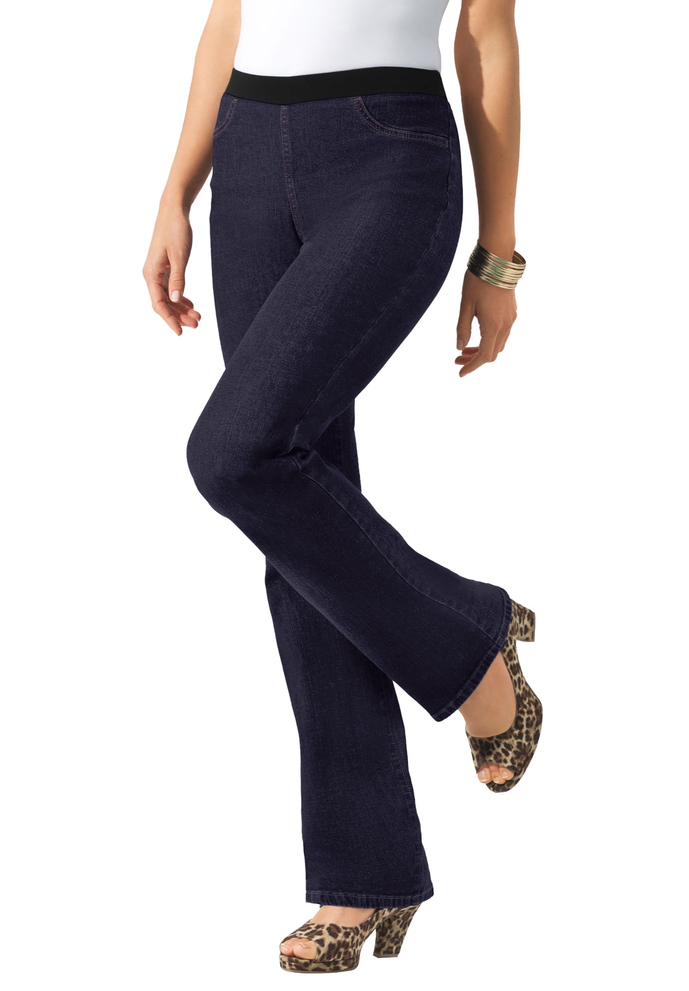 Roaman's Women's Plus Size Petite Invisible Stretch All Day Bootcut ...