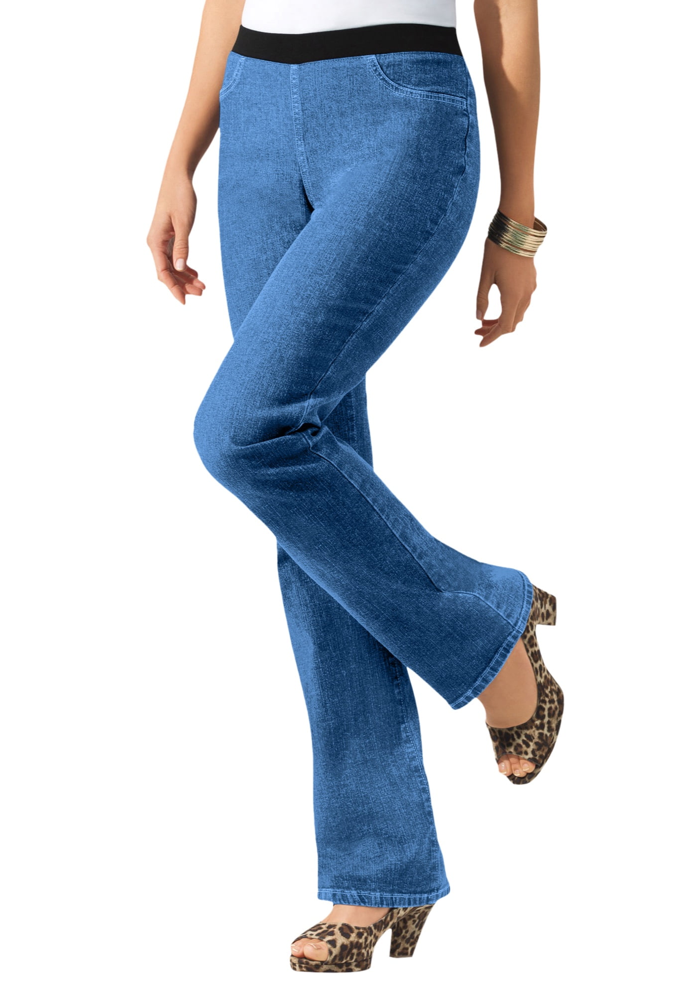 Roaman's Women's Plus Size Petite Invisible Stretch All Day Bootcut ...